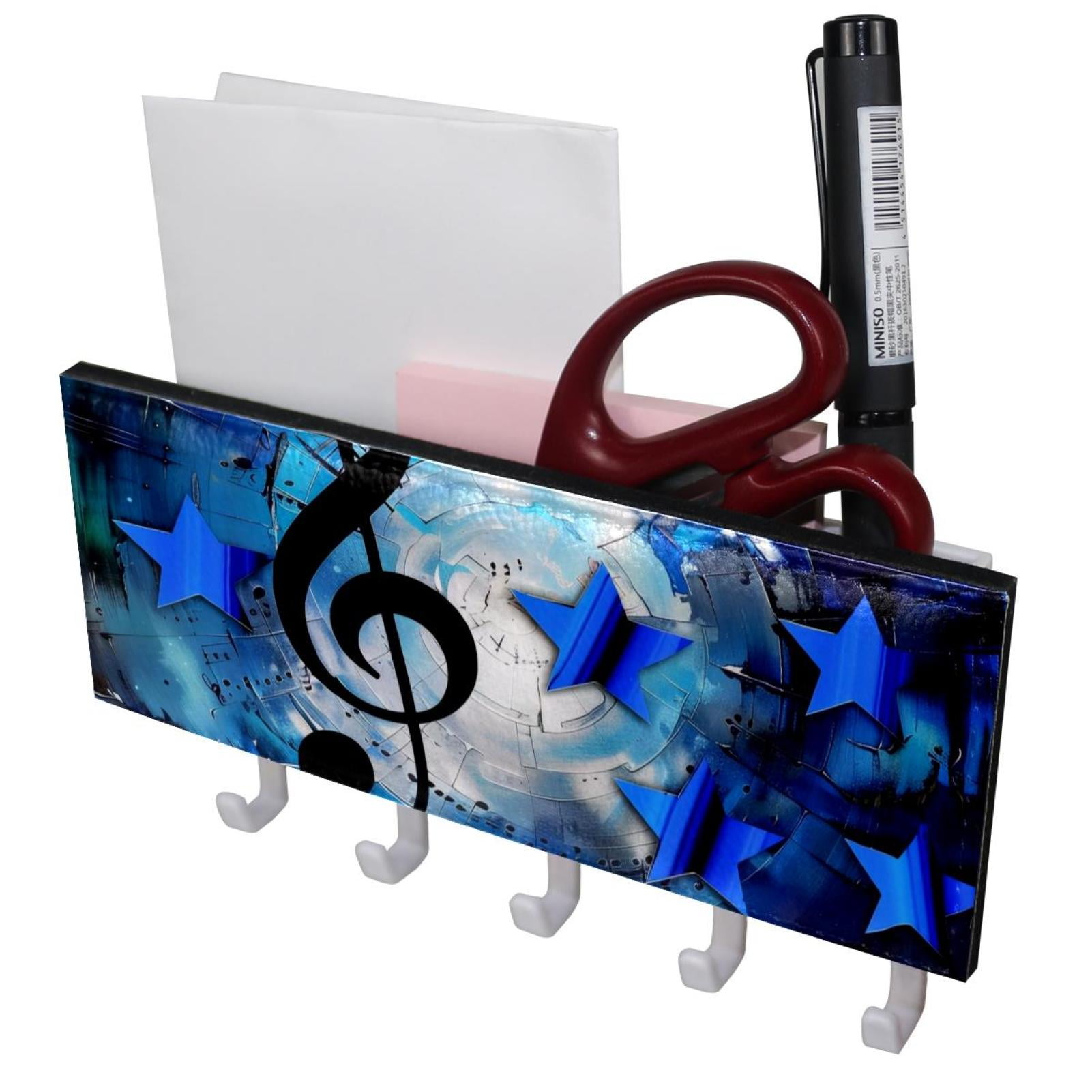 PhooArto Key Holder for Wall Decorative with 5 Key Hooks, Blue Stars ...