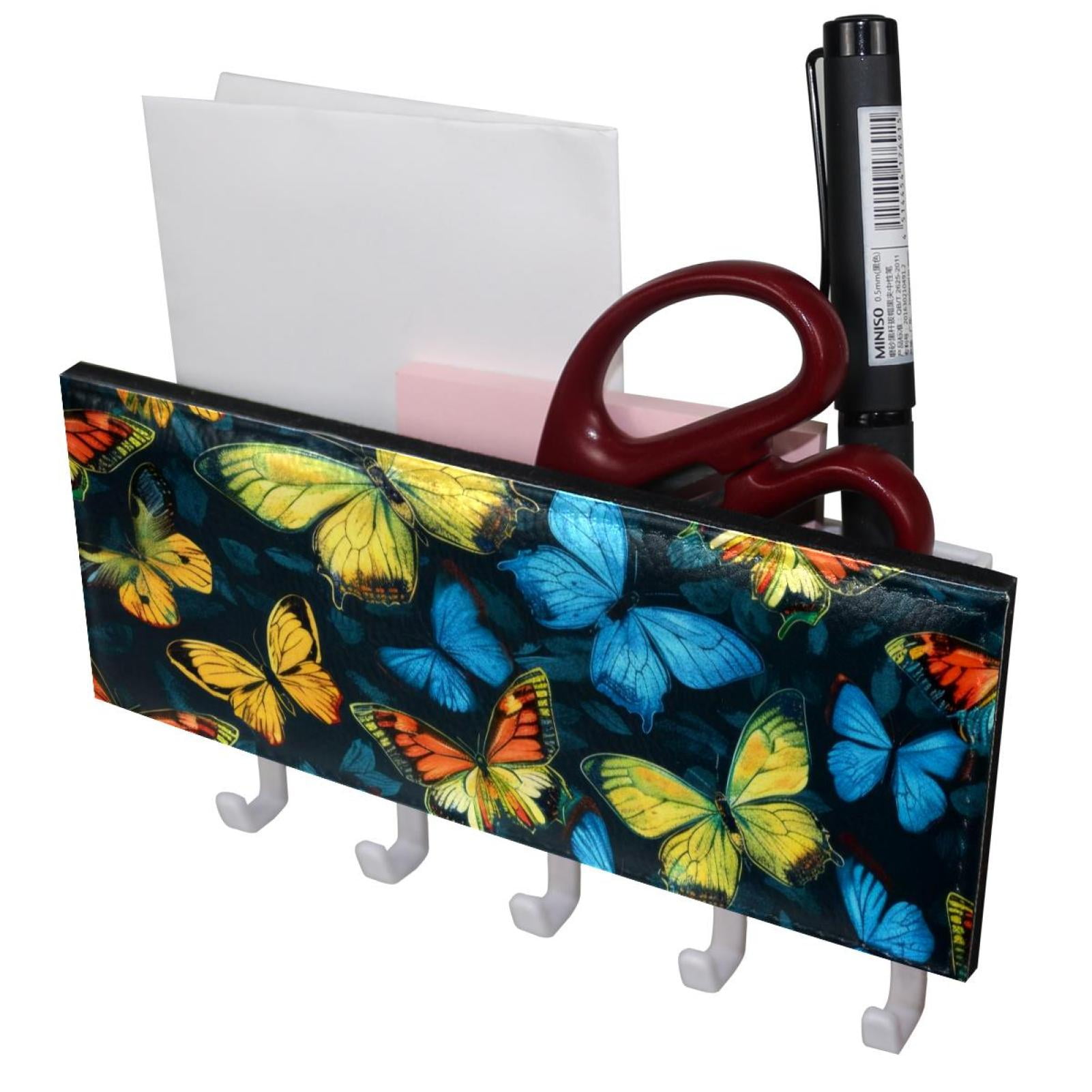 PhooArto Key Holder for Wall Decorative with 5 Key Hooks, Butterfly ...