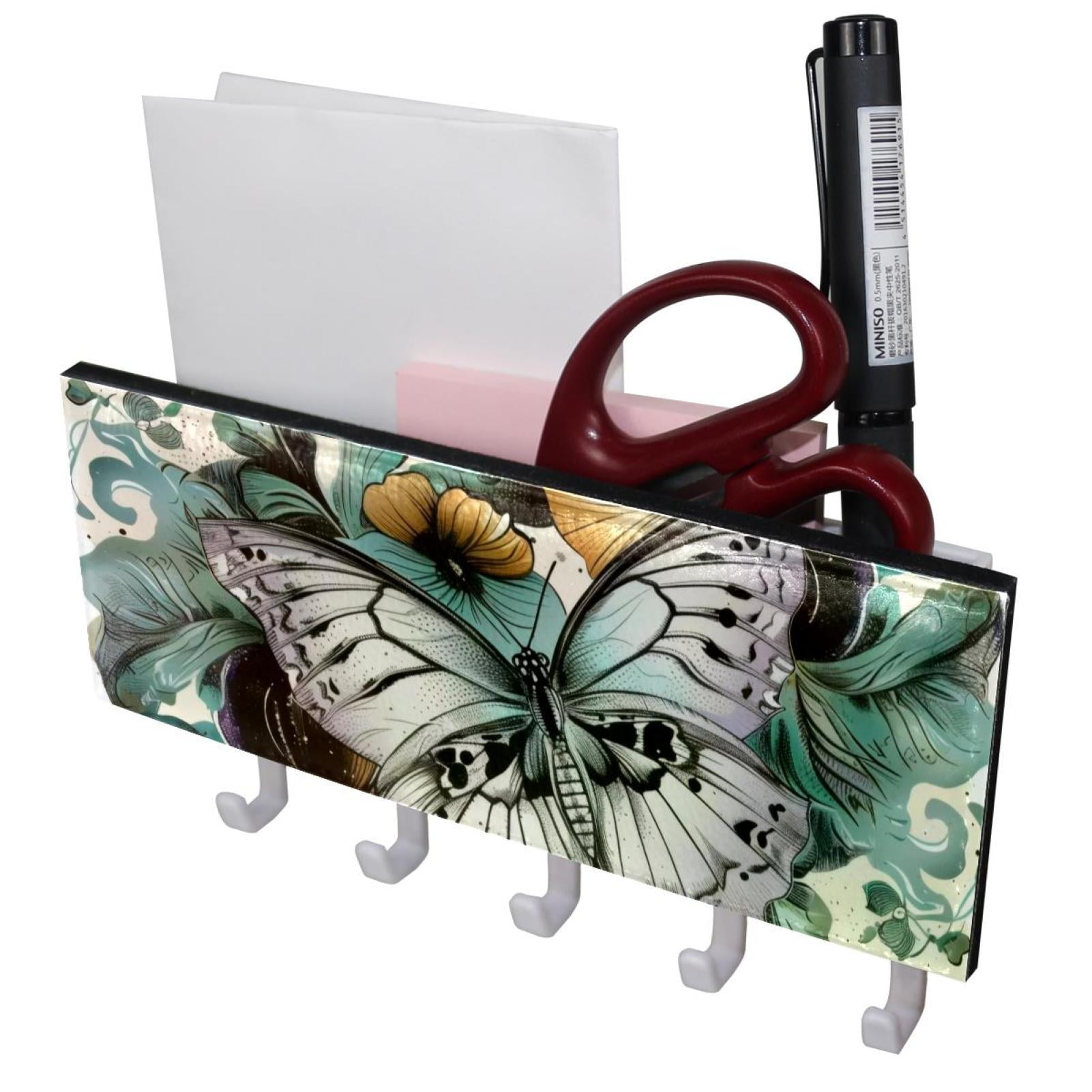 PhooArto Key Holder for Wall Decorative with 5 Key Hooks, Butterfly ...