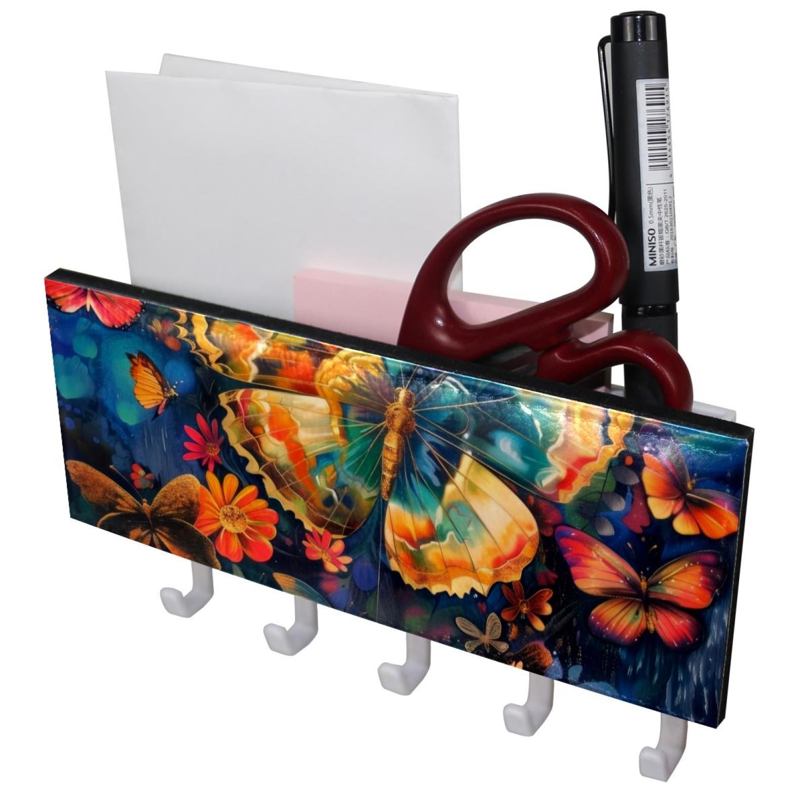 PhooArto Key Holder for Wall Decorative with 5 Key Hooks, Butterfly ...