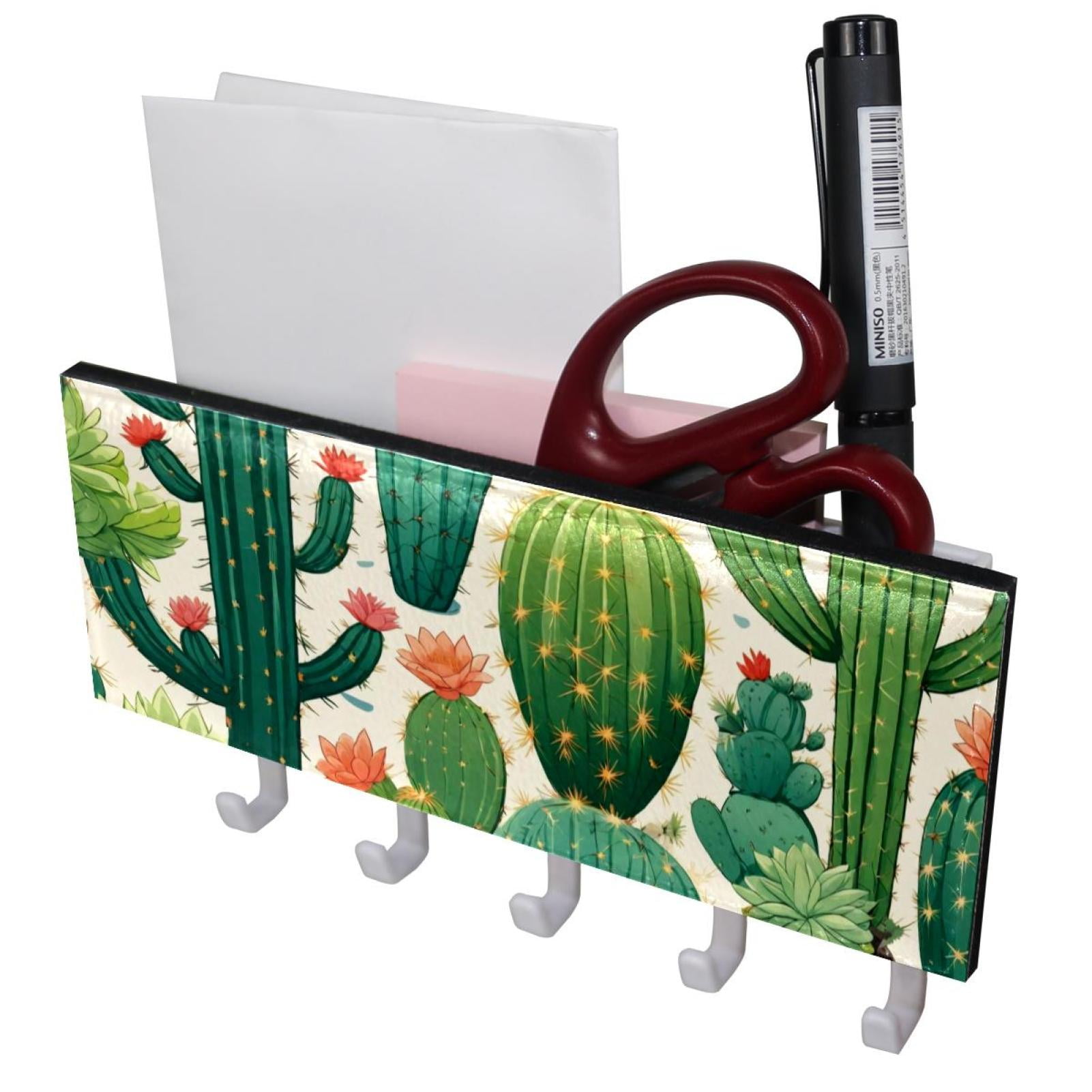 PhooArto Key Holder for Wall Decorative with 5 Key Hooks, Cacti Cactus ...