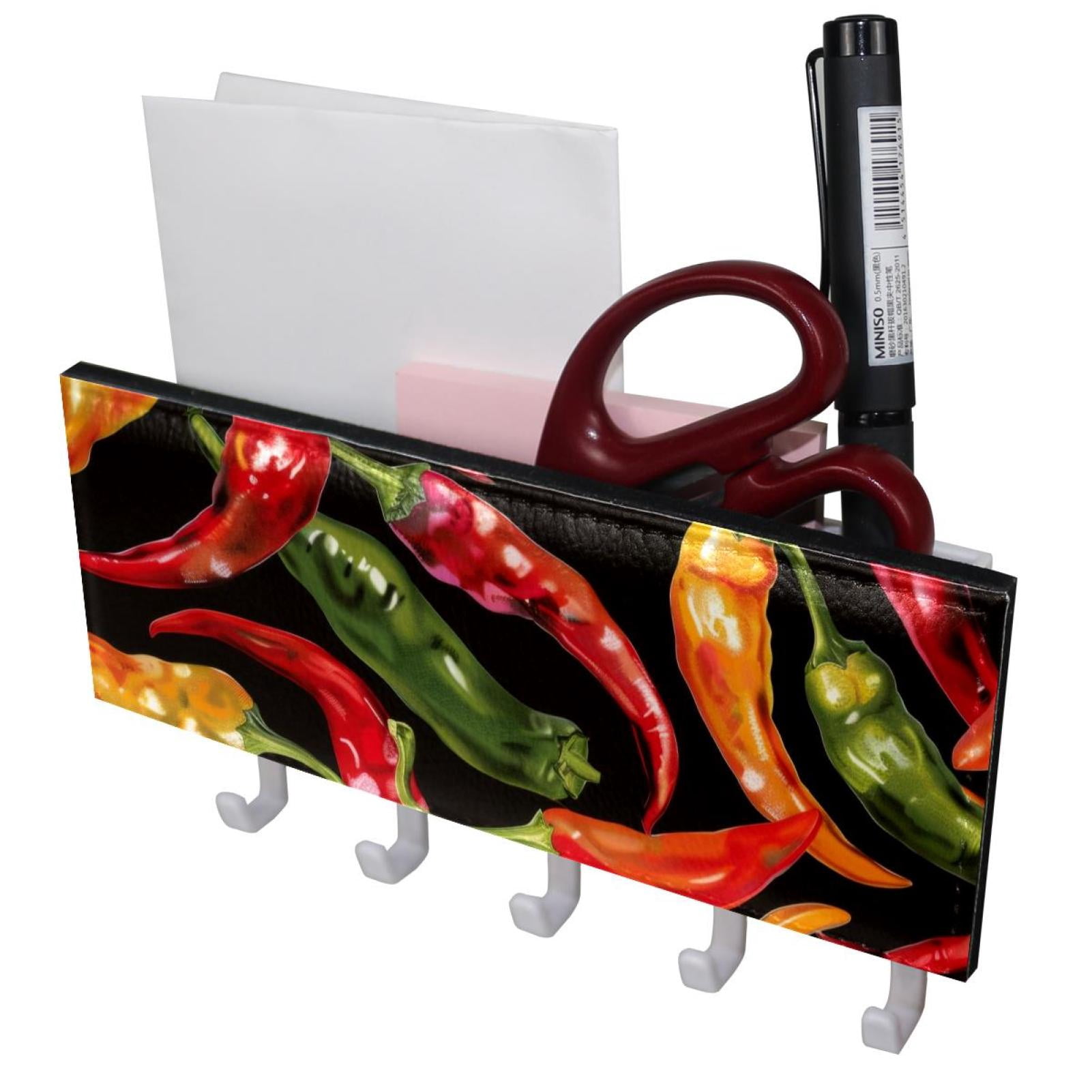 PhooArto Key Holder for Wall Decorative with 5 Key Hooks, Color Chili ...
