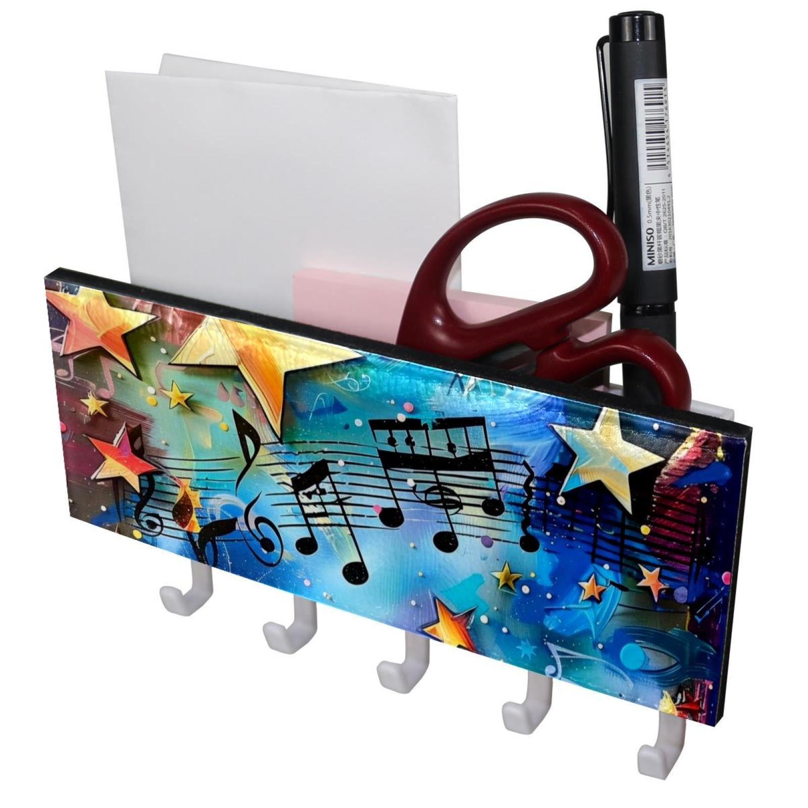 PhooArto Key Holder for Wall Decorative with 5 Key Hooks, Color Stars ...