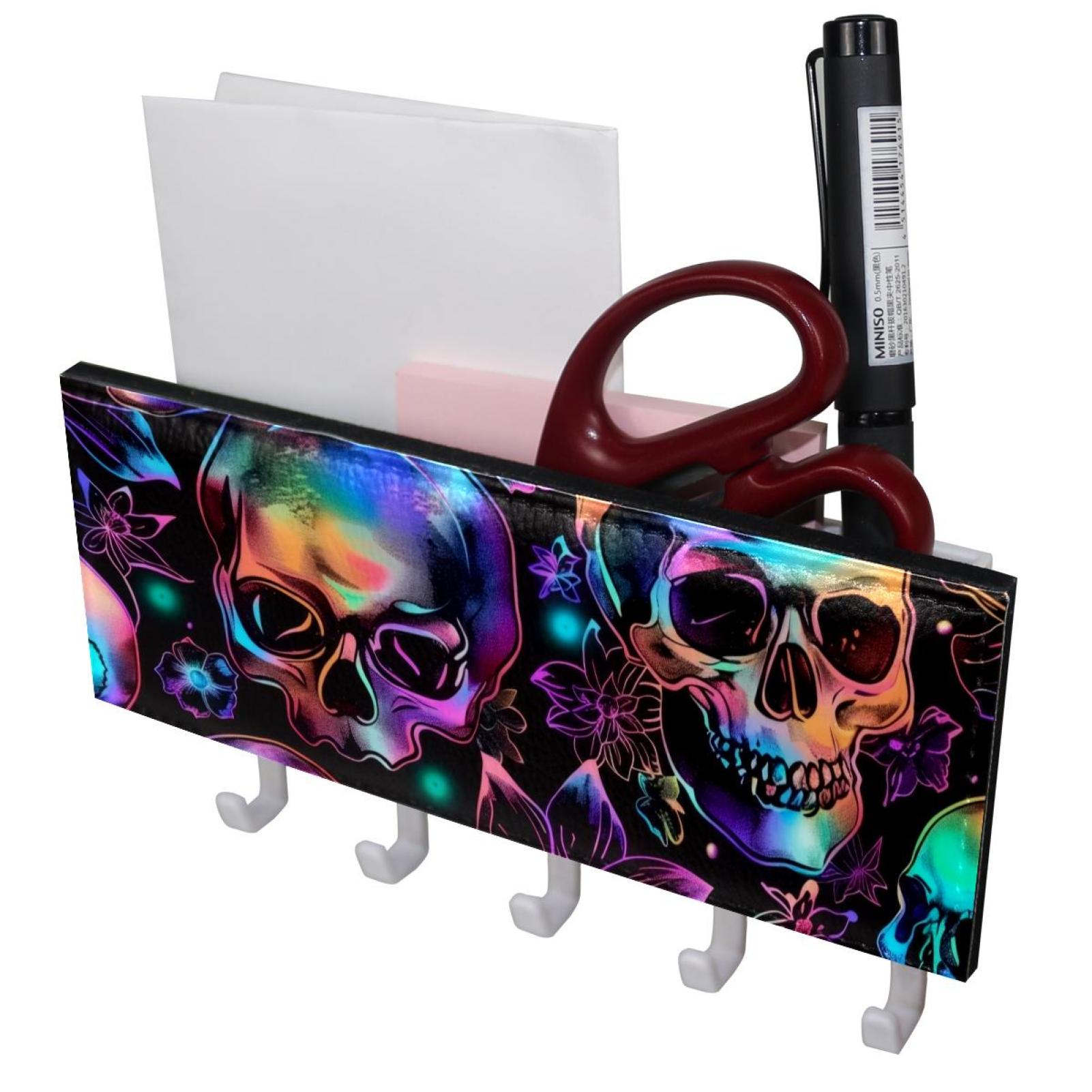 PhooArto Key Holder for Wall Decorative with 5 Key Hooks, Colorful Neon ...