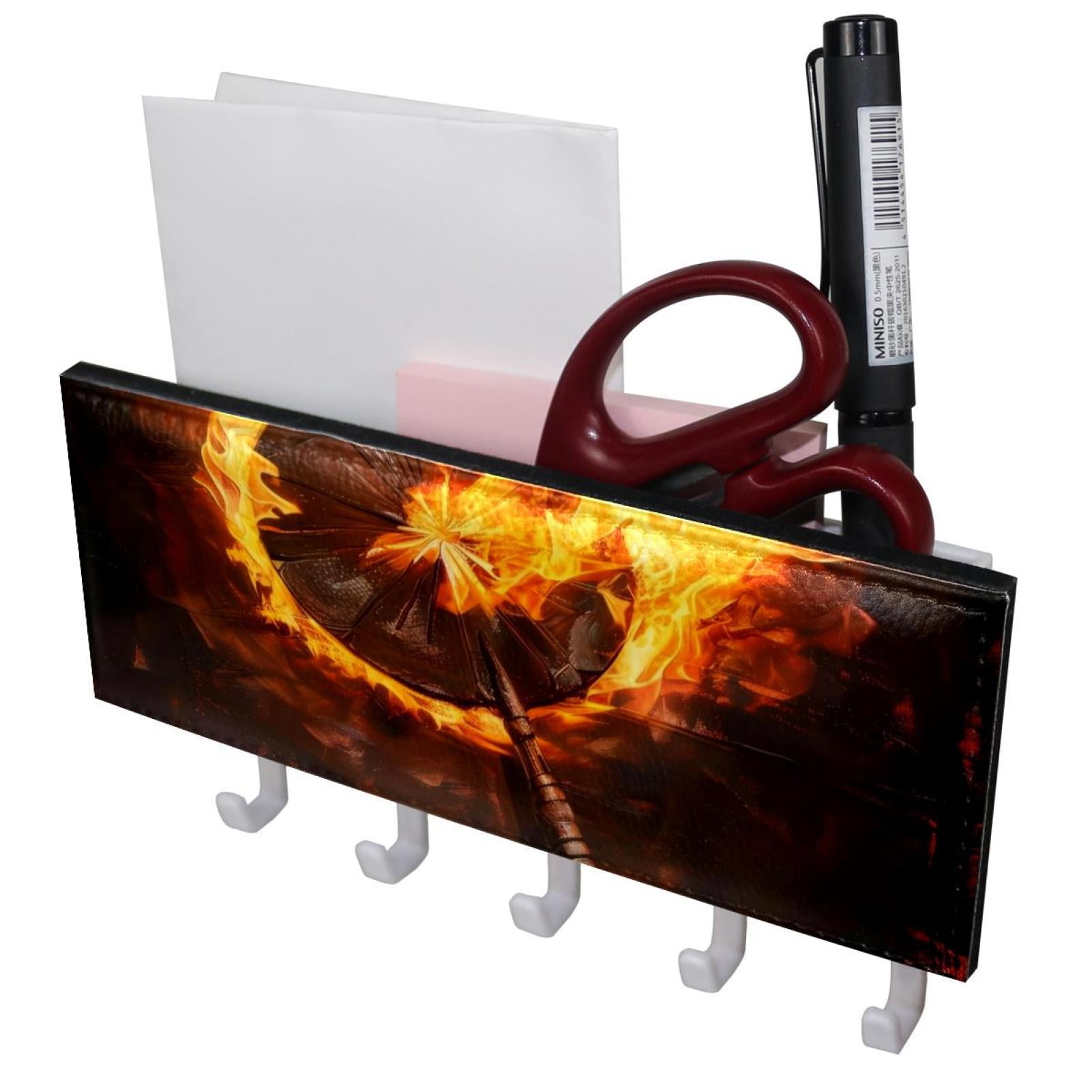 PhooArto Key Holder for Wall Decorative with 5 Key Hooks, Cool Fire ...