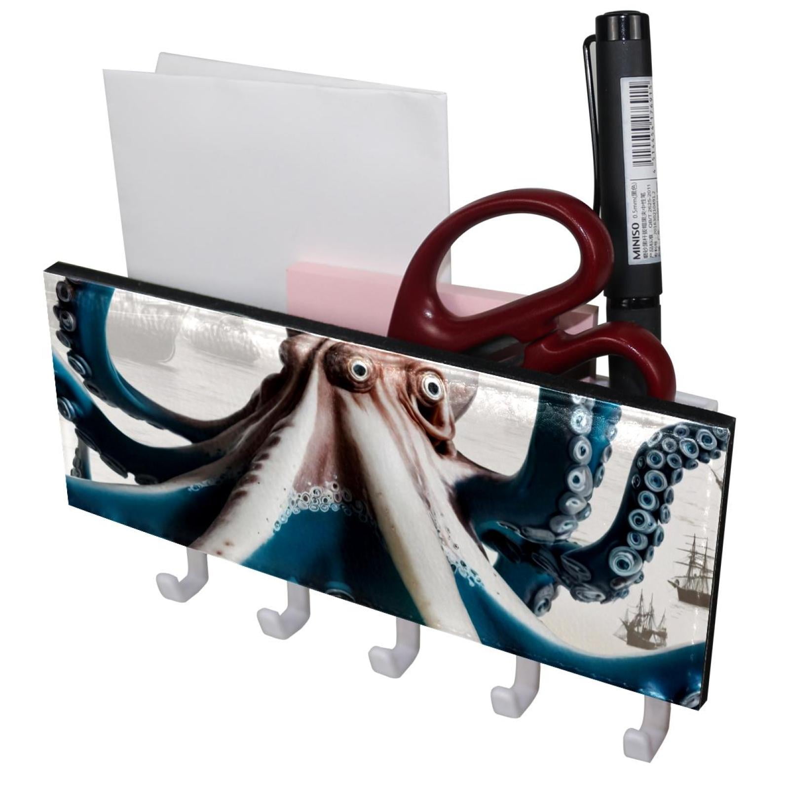 PhooArto Key Holder for Wall Decorative with 5 Key Hooks, Cool Octopus ...