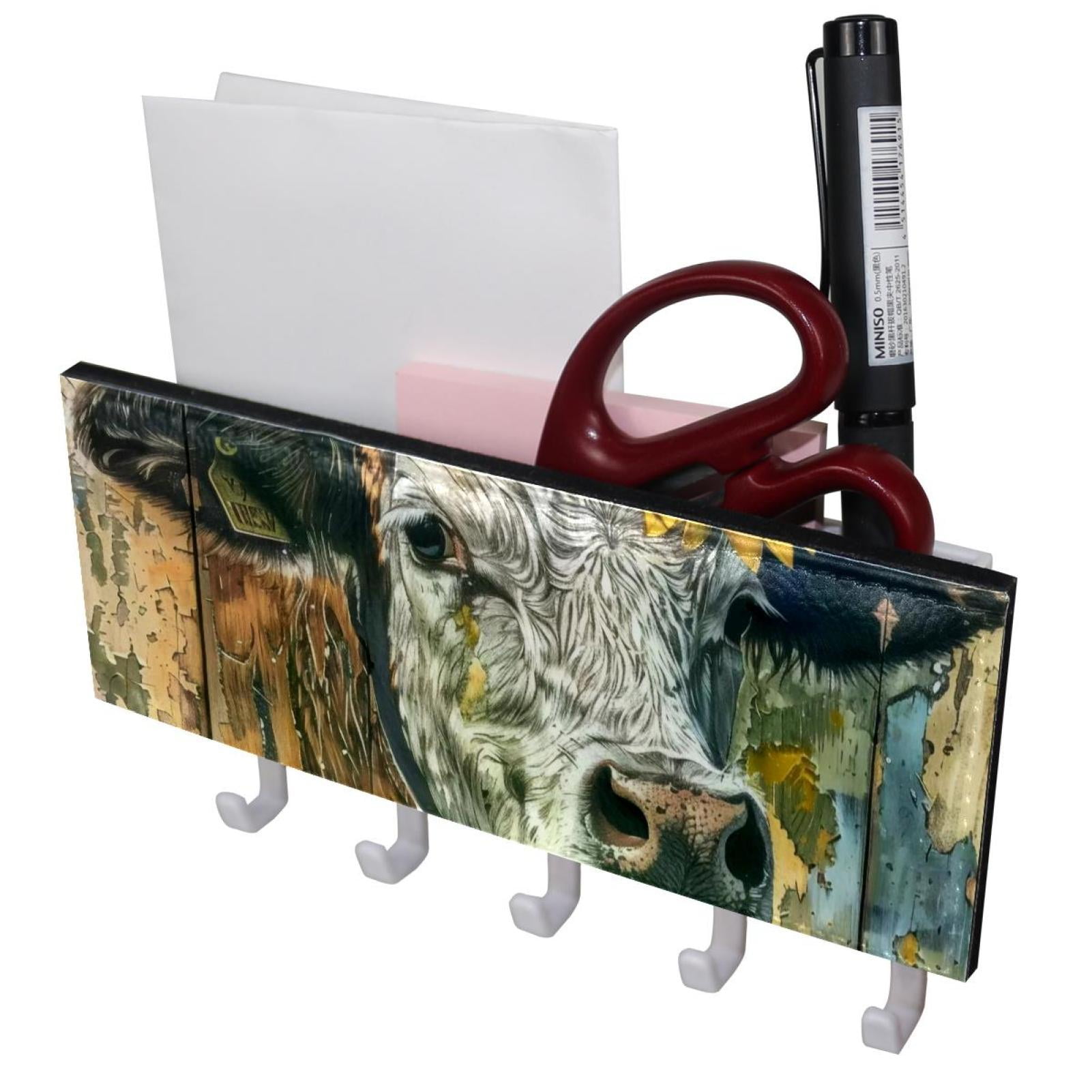 PhooArto Key Holder for Wall Decorative with 5 Key Hooks, Cow Sunflower ...