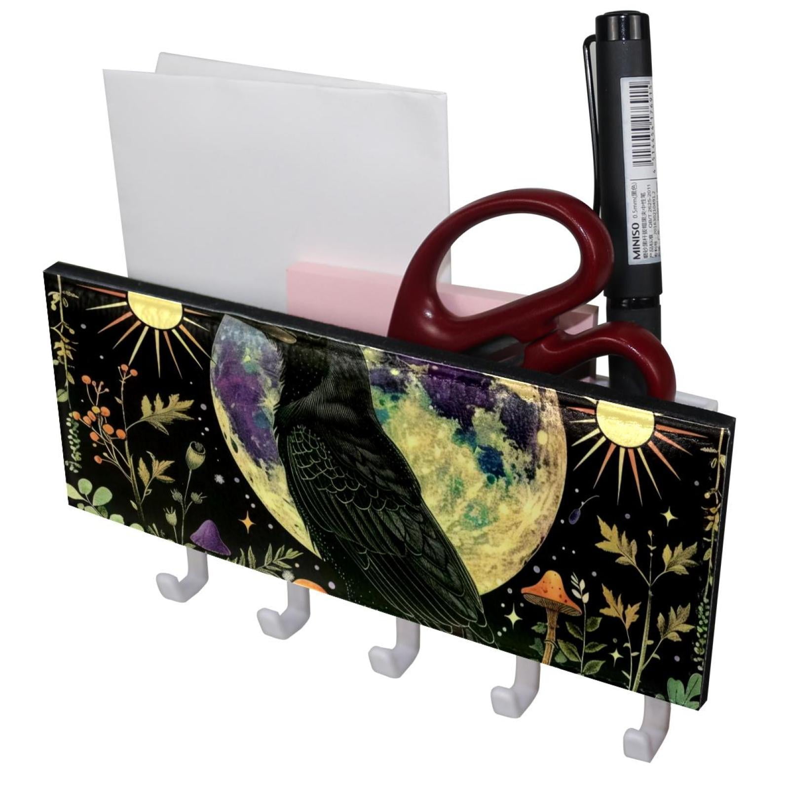 PhooArto Key Holder for Wall Decorative with 5 Key Hooks, Crow Nature ...