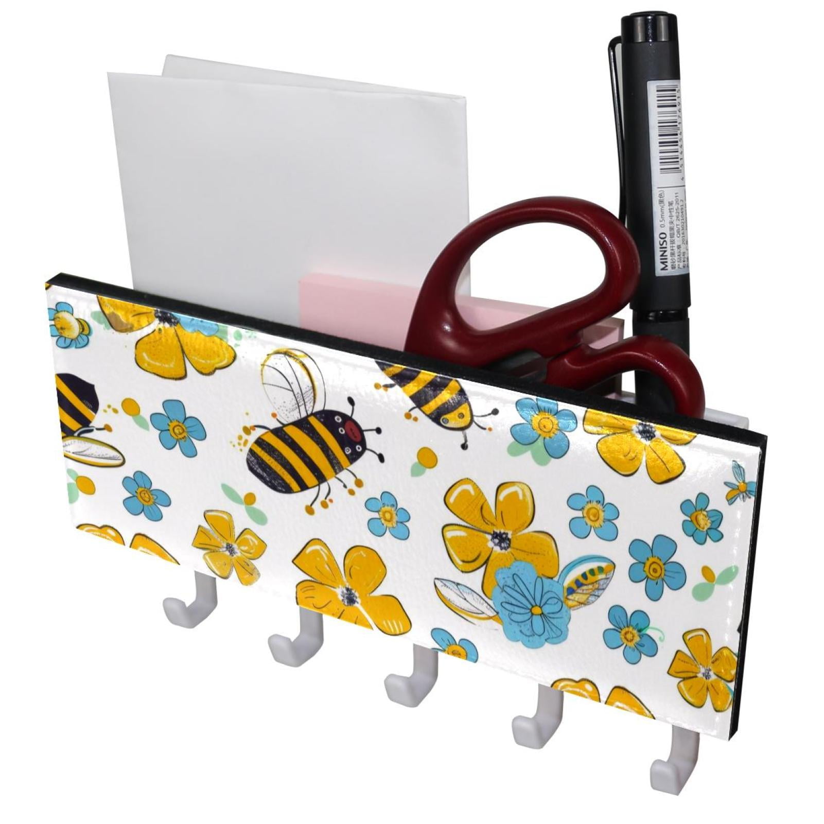 PhooArto Key Holder for Wall Decorative with 5 Key Hooks, Cute Bees ...