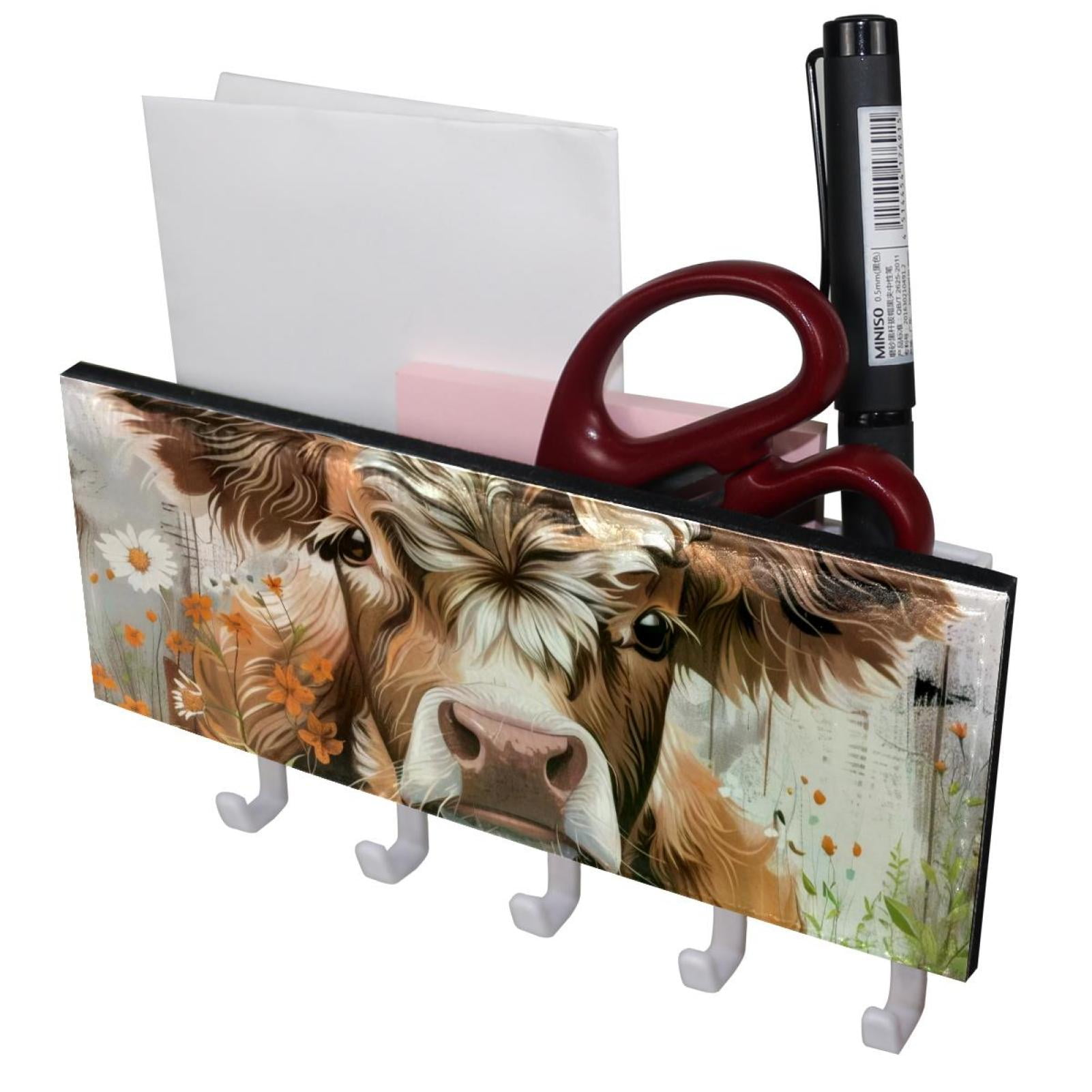 PhooArto Key Holder for Wall Decorative with 5 Key Hooks, Cute Calf ...