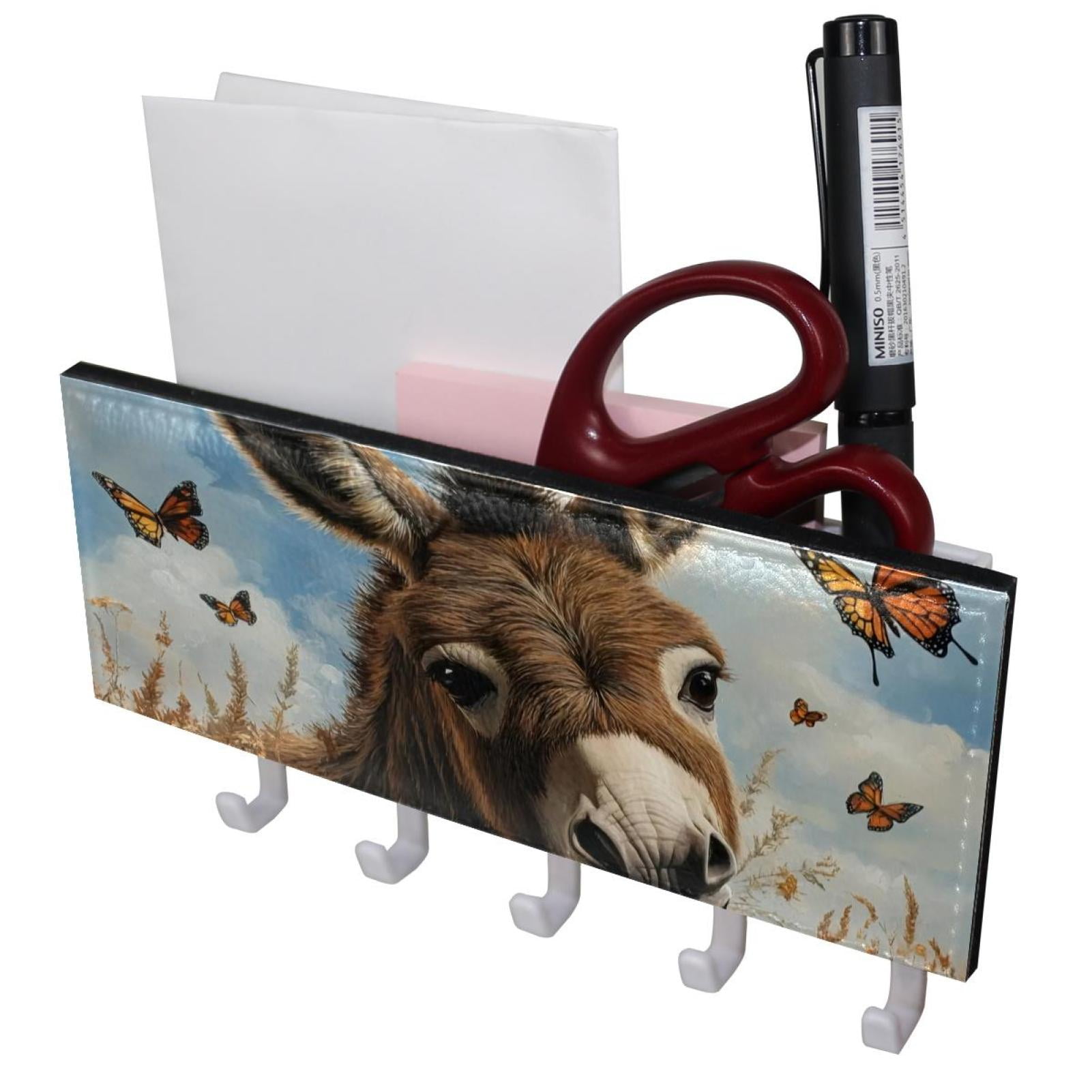 PhooArto Key Holder for Wall Decorative with 5 Key Hooks, Cute Donkey ...