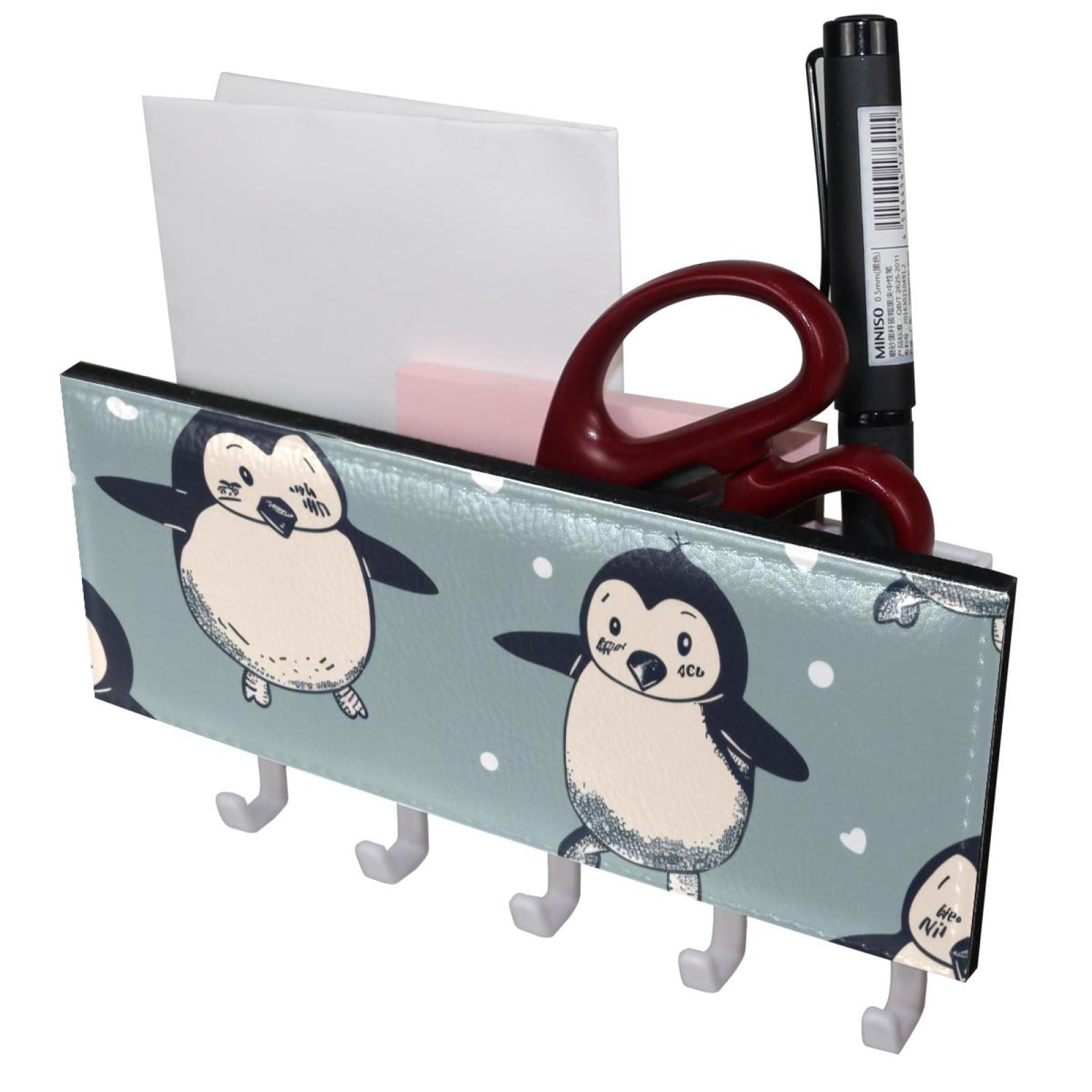 PhooArto Key Holder for Wall Decorative with 5 Key Hooks, Cute Penguin ...