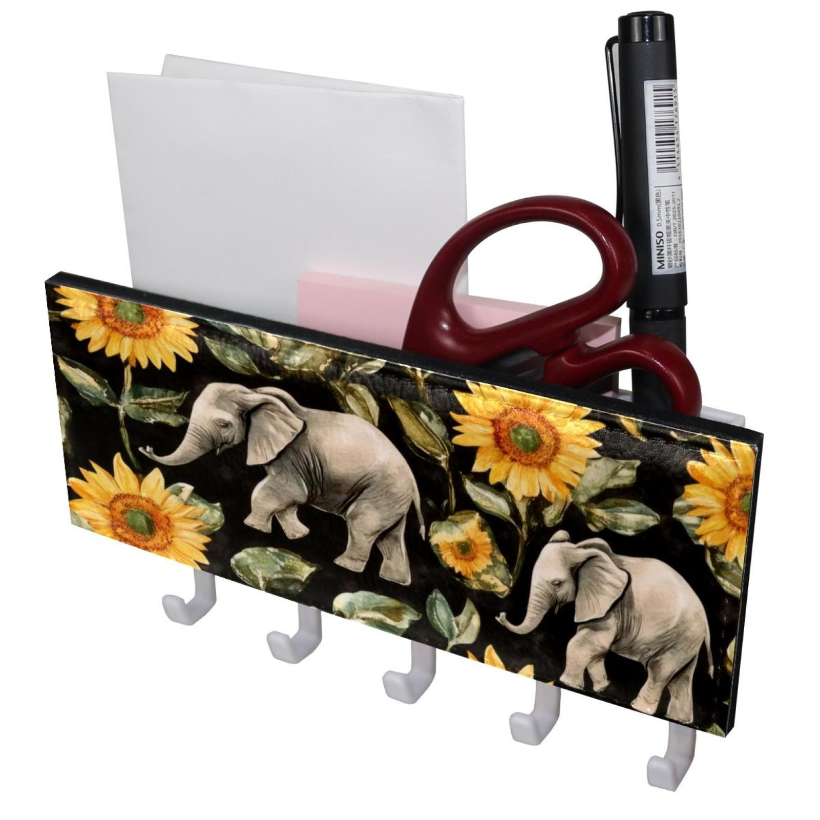 PhooArto Key Holder for Wall Decorative with 5 Key Hooks, Elephant ...