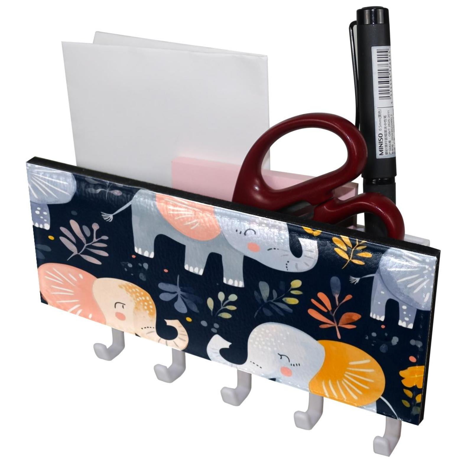 PhooArto Key Holder for Wall Decorative with 5 Key Hooks, Elephants ...