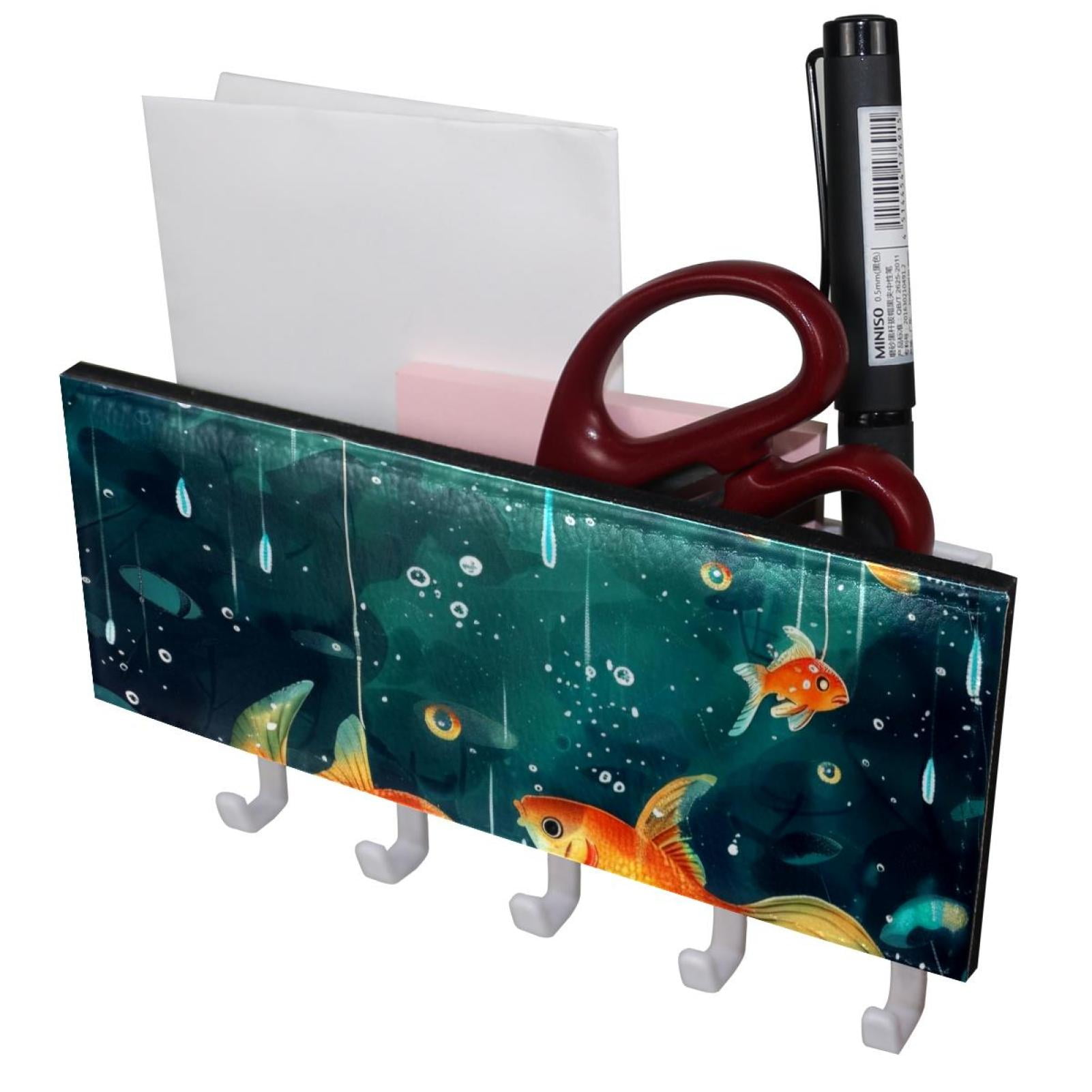 PhooArto Key Holder for Wall Decorative with 5 Key Hooks, Fish Goldfish ...