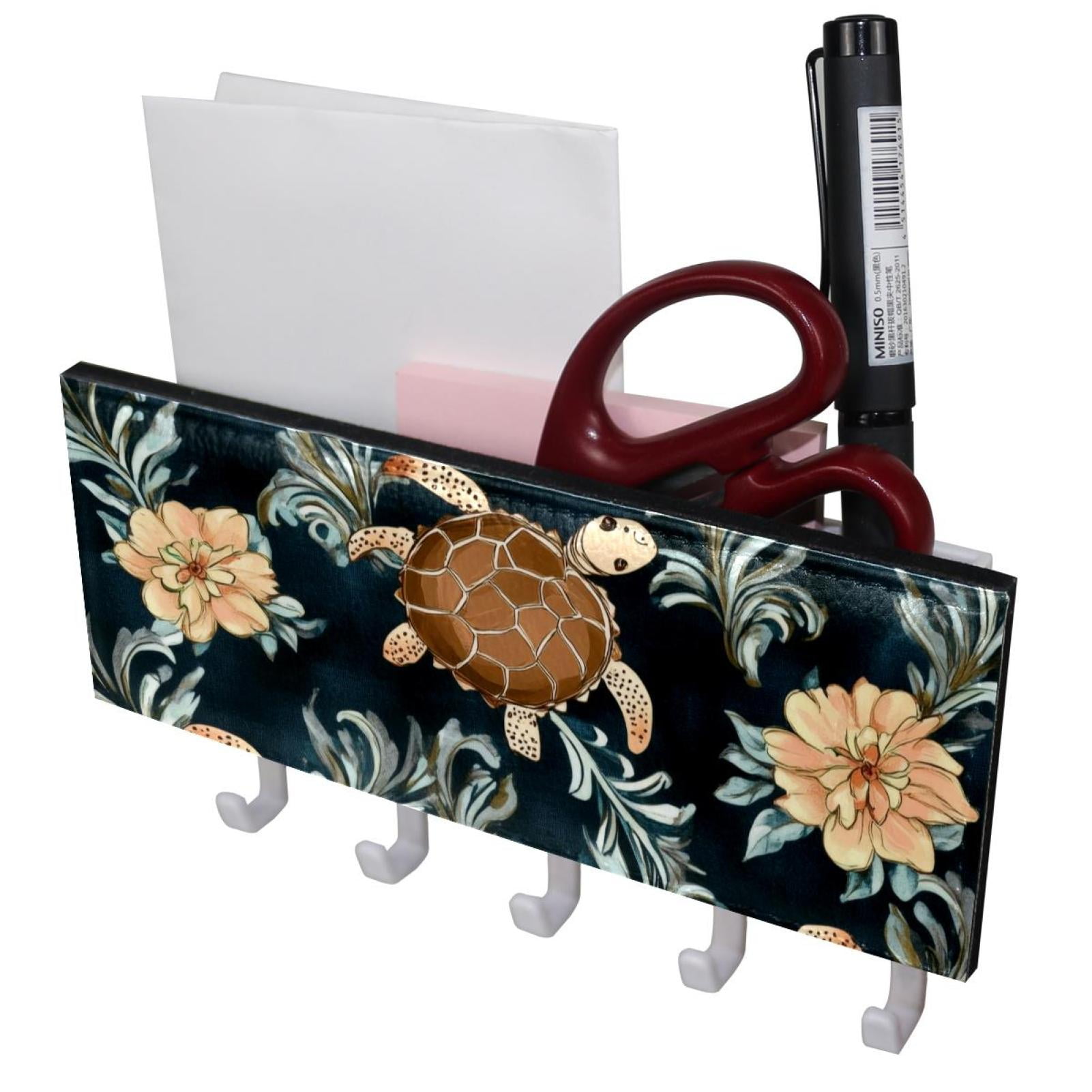 PhooArto Key Holder for Wall Decorative with 5 Key Hooks, Floral Sea ...