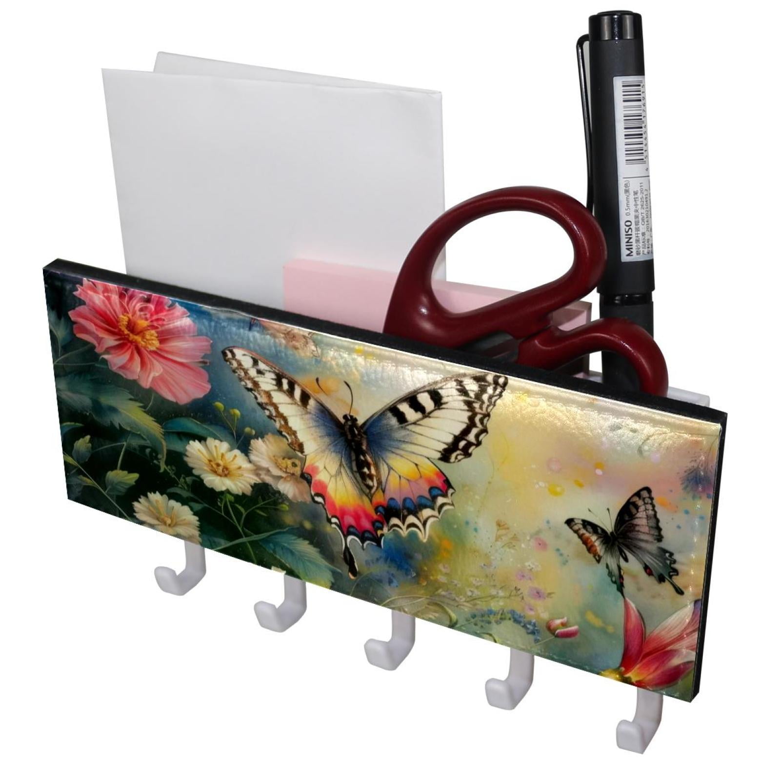PhooArto Key Holder for Wall Decorative with 5 Key Hooks, Flower ...