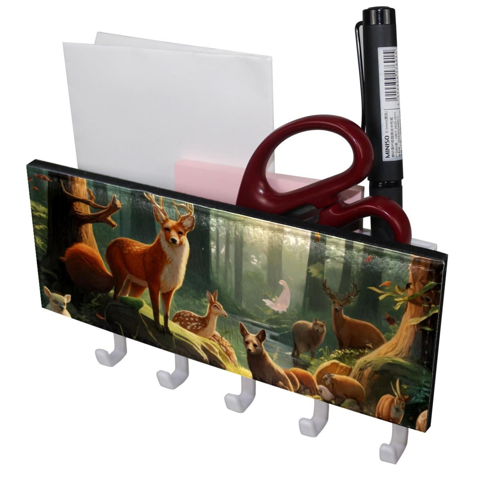 PhooArto Key Holder for Wall Decorative with 5 Key Hooks, Forest ...