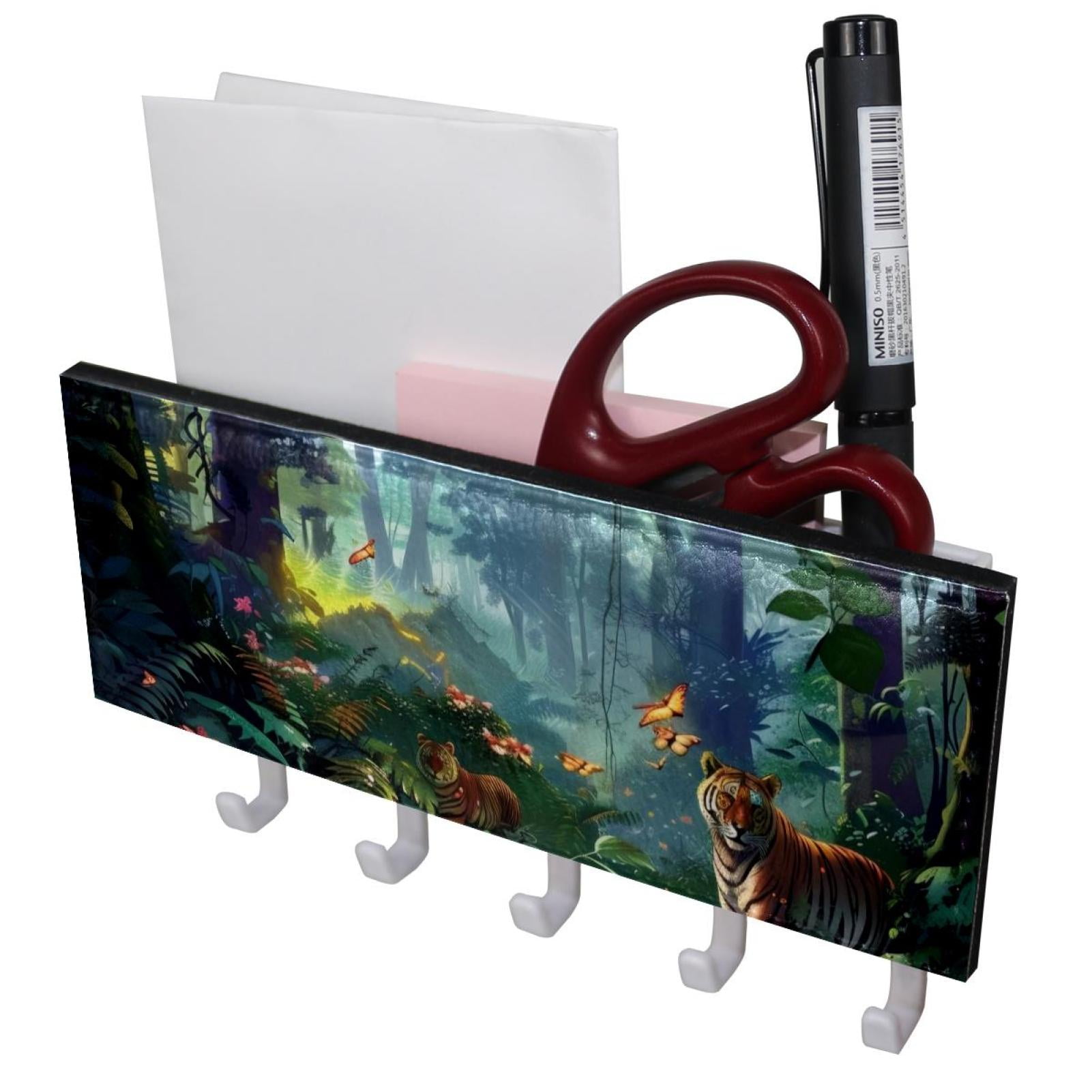 PhooArto Key Holder for Wall Decorative with 5 Key Hooks, Forest Tigers ...