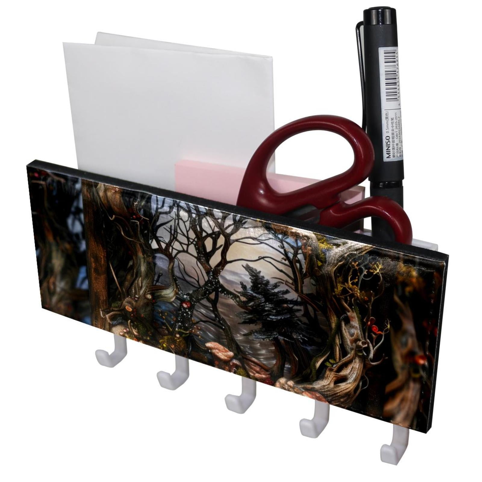 PhooArto Key Holder for Wall Decorative with 5 Key Hooks, Forest Tree ...