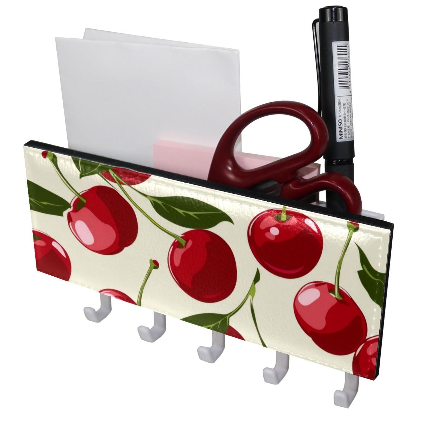 PhooArto Key Holder for Wall Decorative with 5 Key Hooks, Fruit Cherry ...