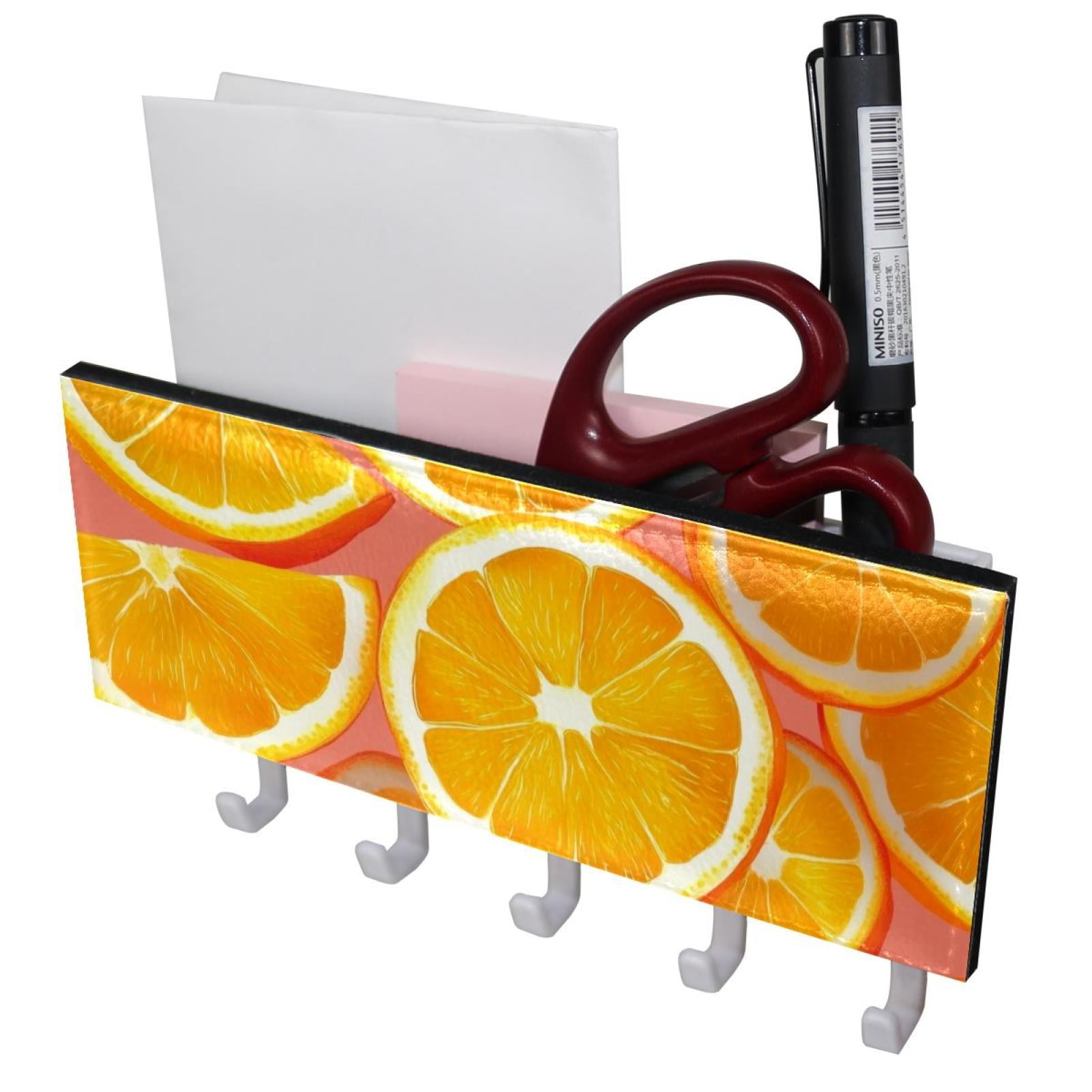 PhooArto Key Holder for Wall Decorative with 5 Key Hooks, Fruit Orange ...