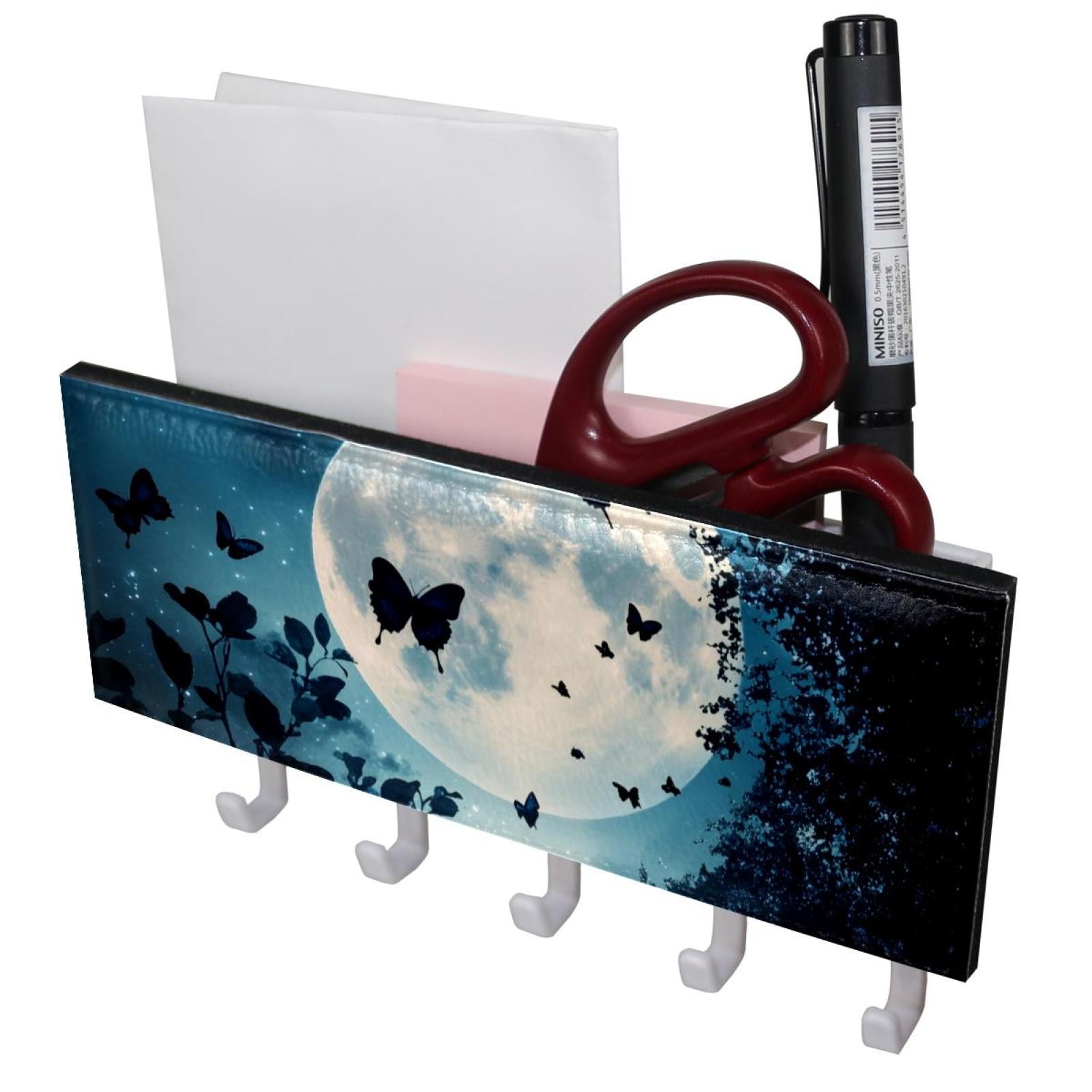 PhooArto Key Holder for Wall Decorative with 5 Key Hooks, Full Moon ...