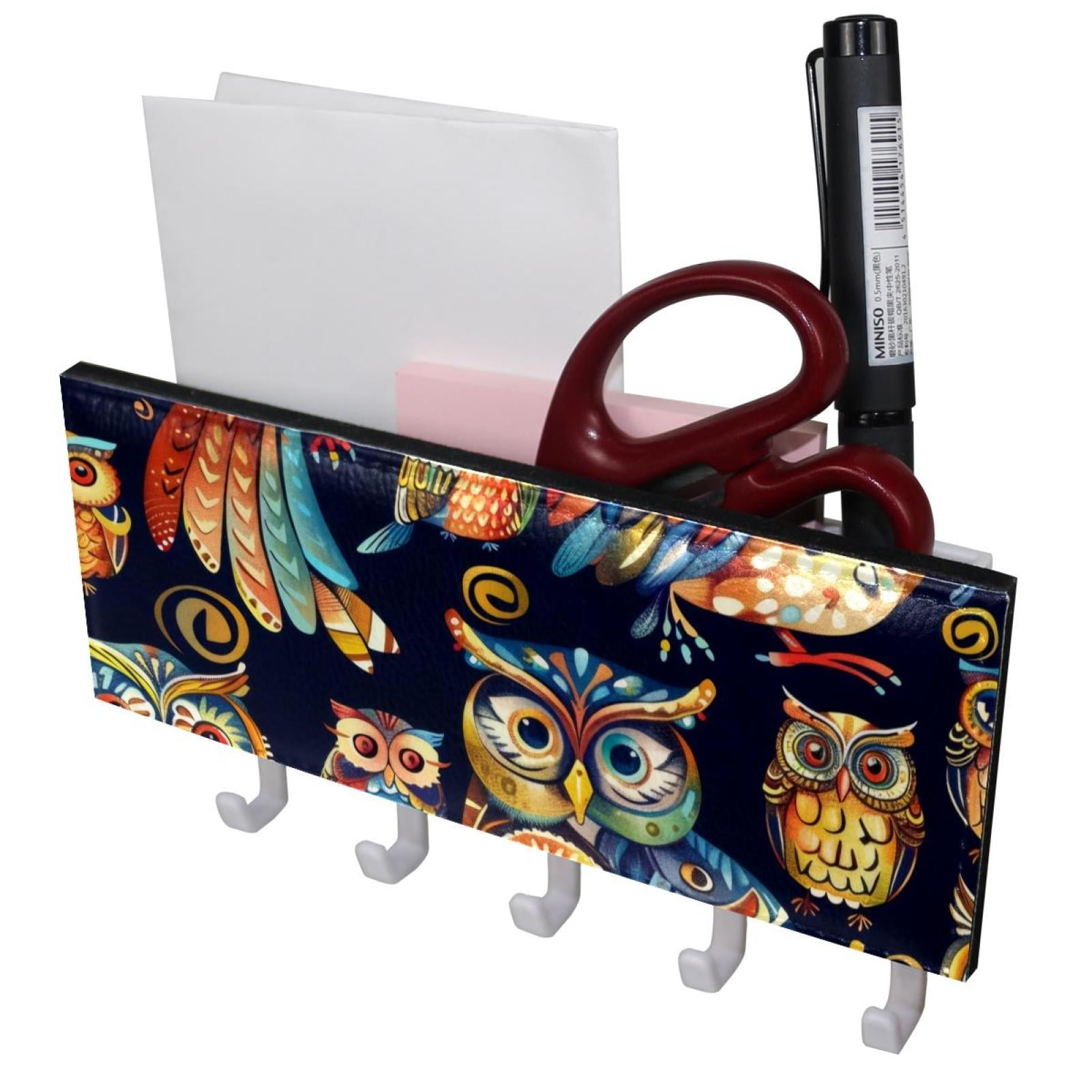PhooArto Key Holder for Wall Decorative with 5 Key Hooks, Funny Owls ...