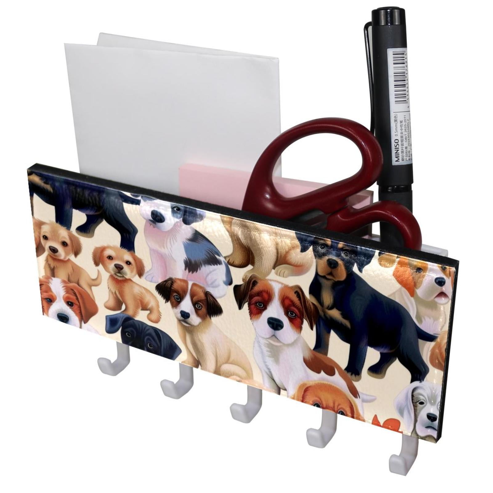 PhooArto Key Holder for Wall Decorative with 5 Key Hooks, Funny Puppy ...