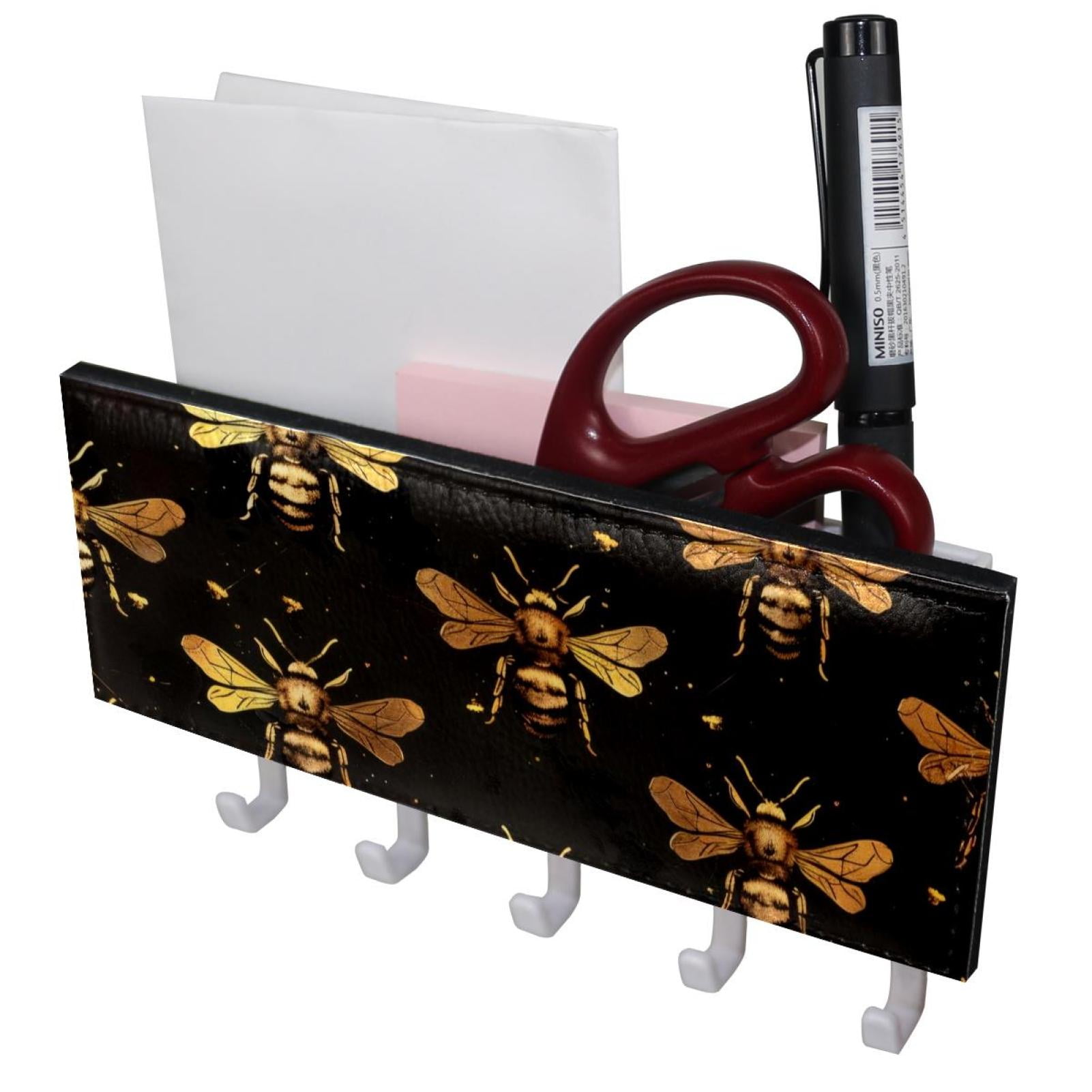 PhooArto Key Holder for Wall Decorative with 5 Key Hooks, Golden Bees ...