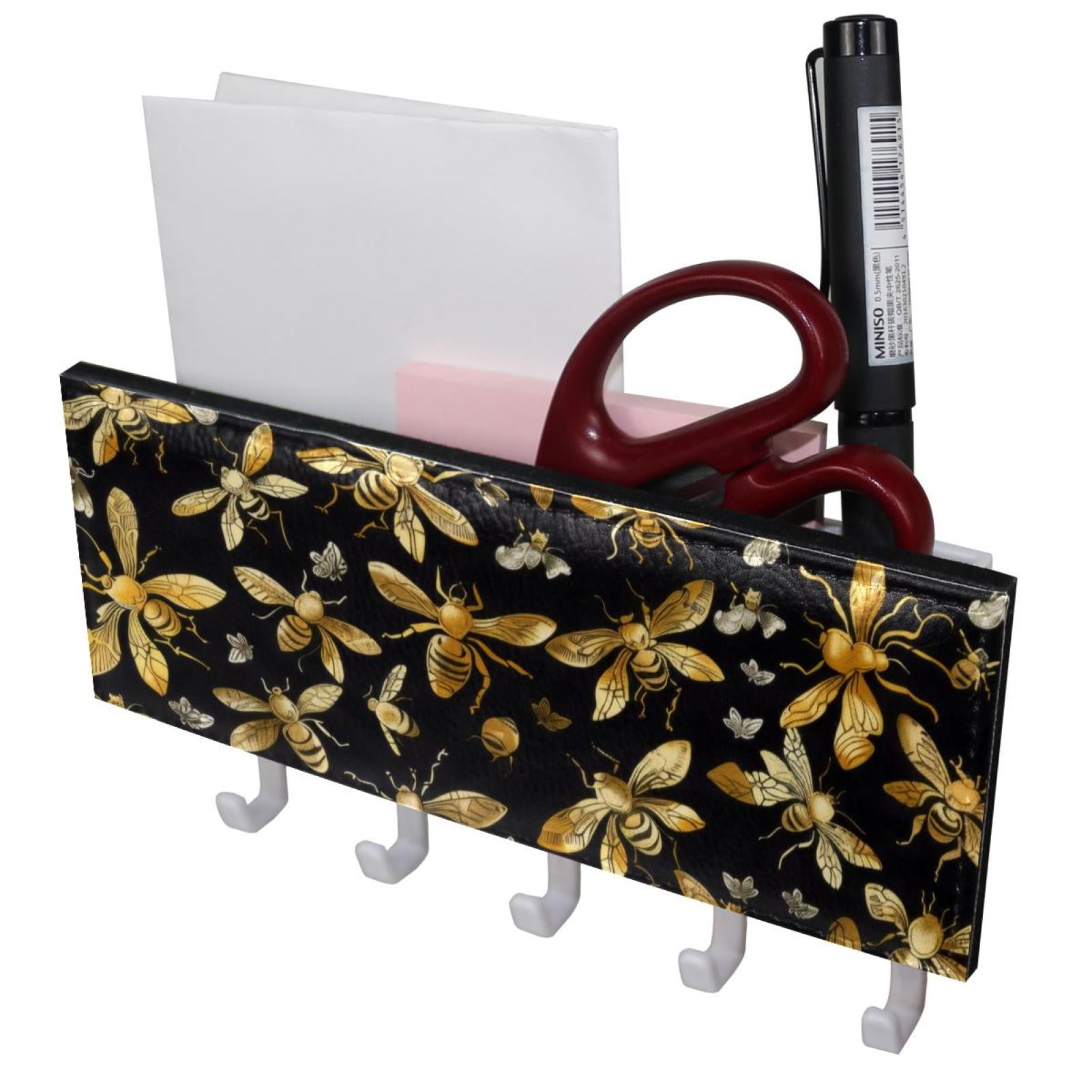 PhooArto Key Holder for Wall Decorative with 5 Key Hooks, Golden Bees ...