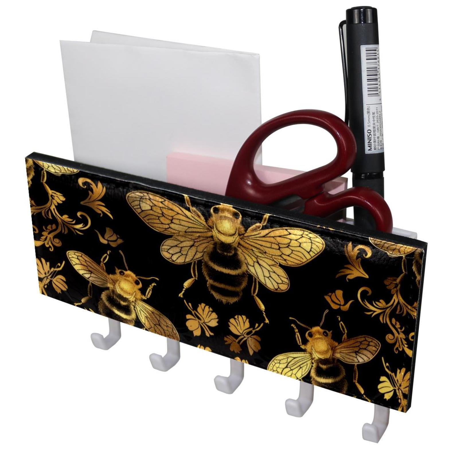 PhooArto Key Holder for Wall Decorative with 5 Key Hooks, Golden Flower ...
