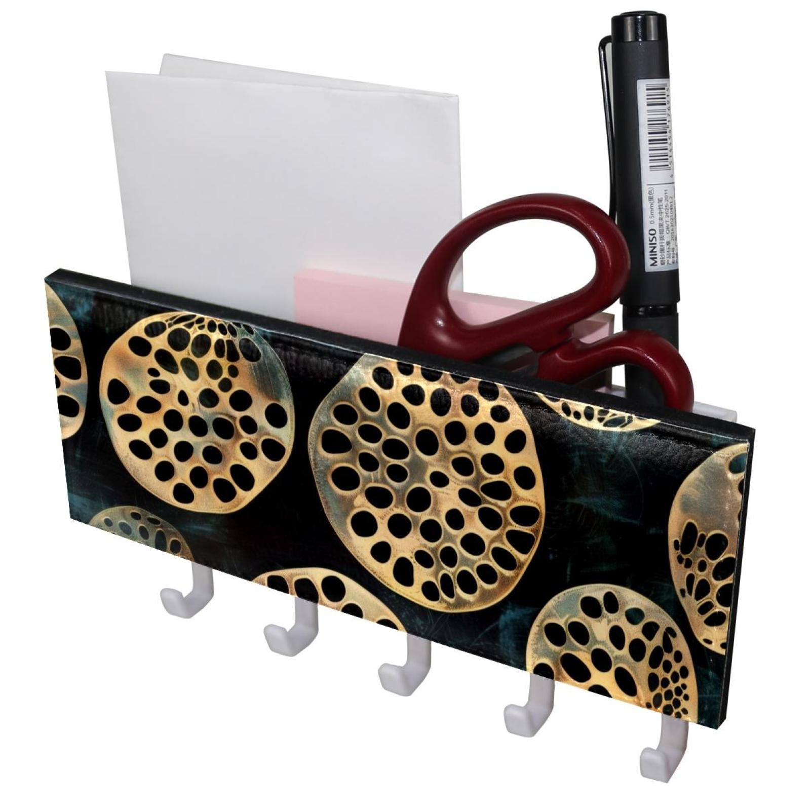 PhooArto Key Holder for Wall Decorative with 5 Key Hooks, Golden Lotus ...