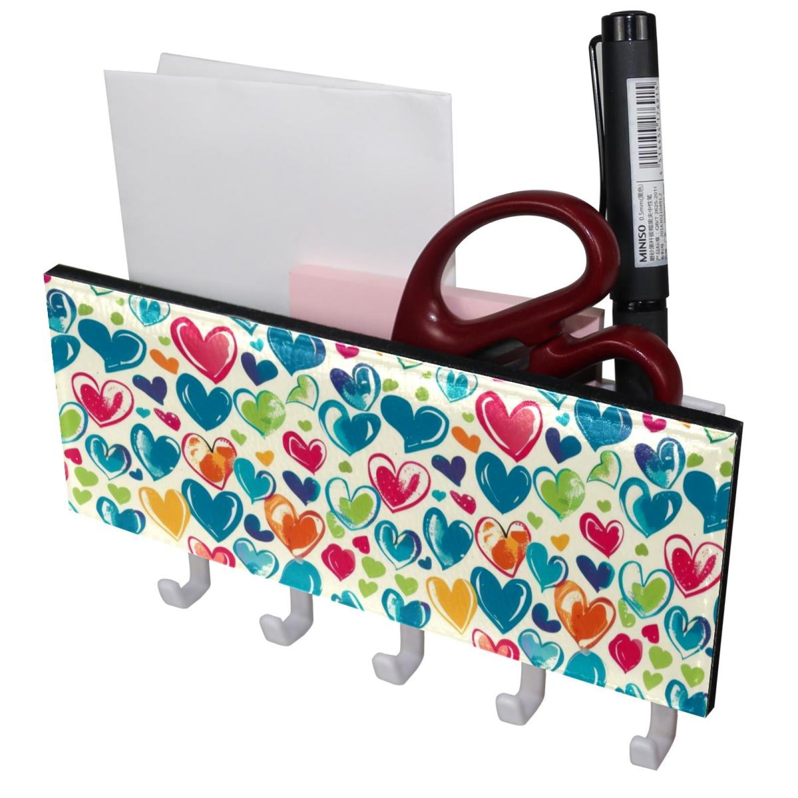PhooArto Key Holder for Wall Decorative with 5 Key Hooks, Hearts Love ...