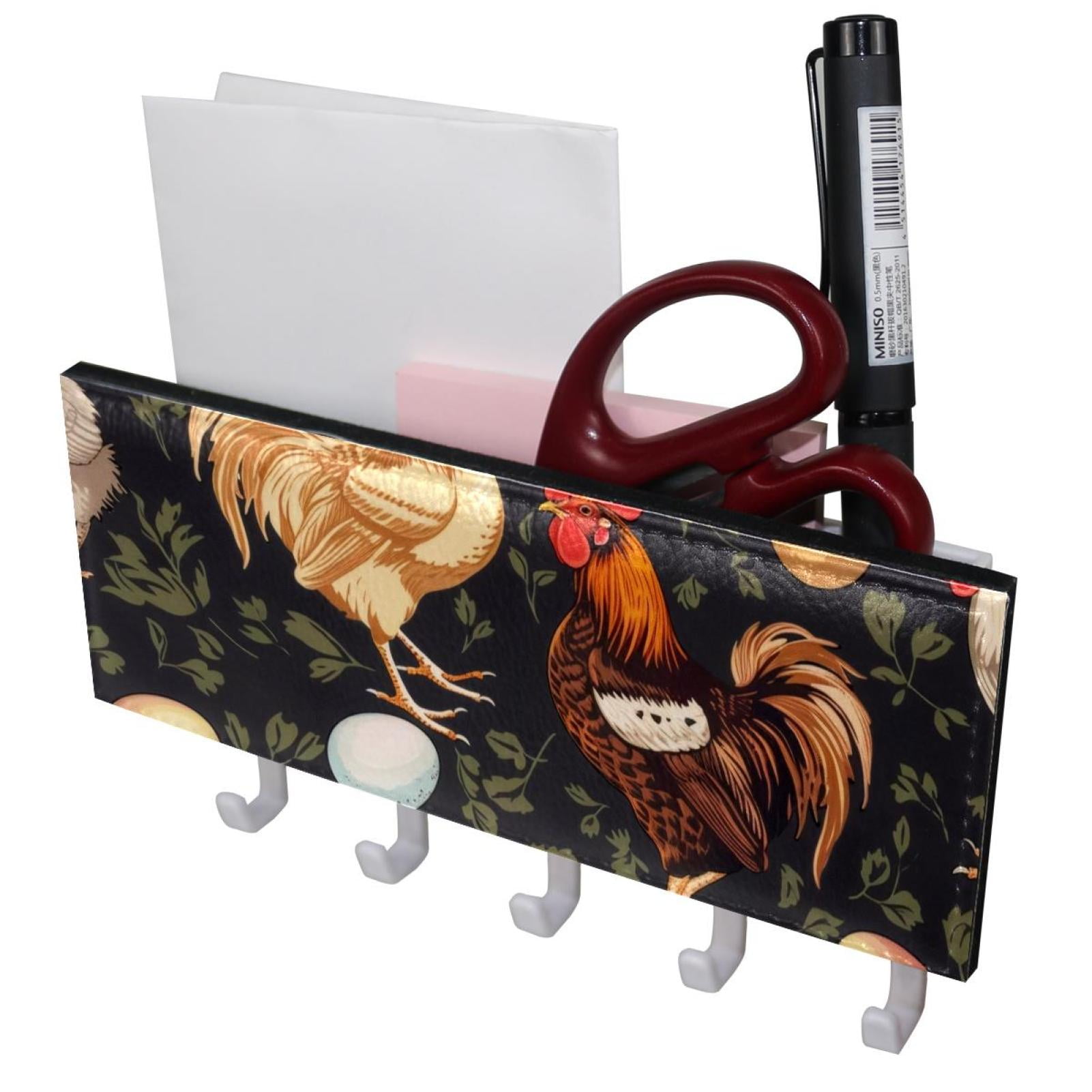 PhooArto Key Holder for Wall Decorative with 5 Key Hooks, Hens Roosters ...