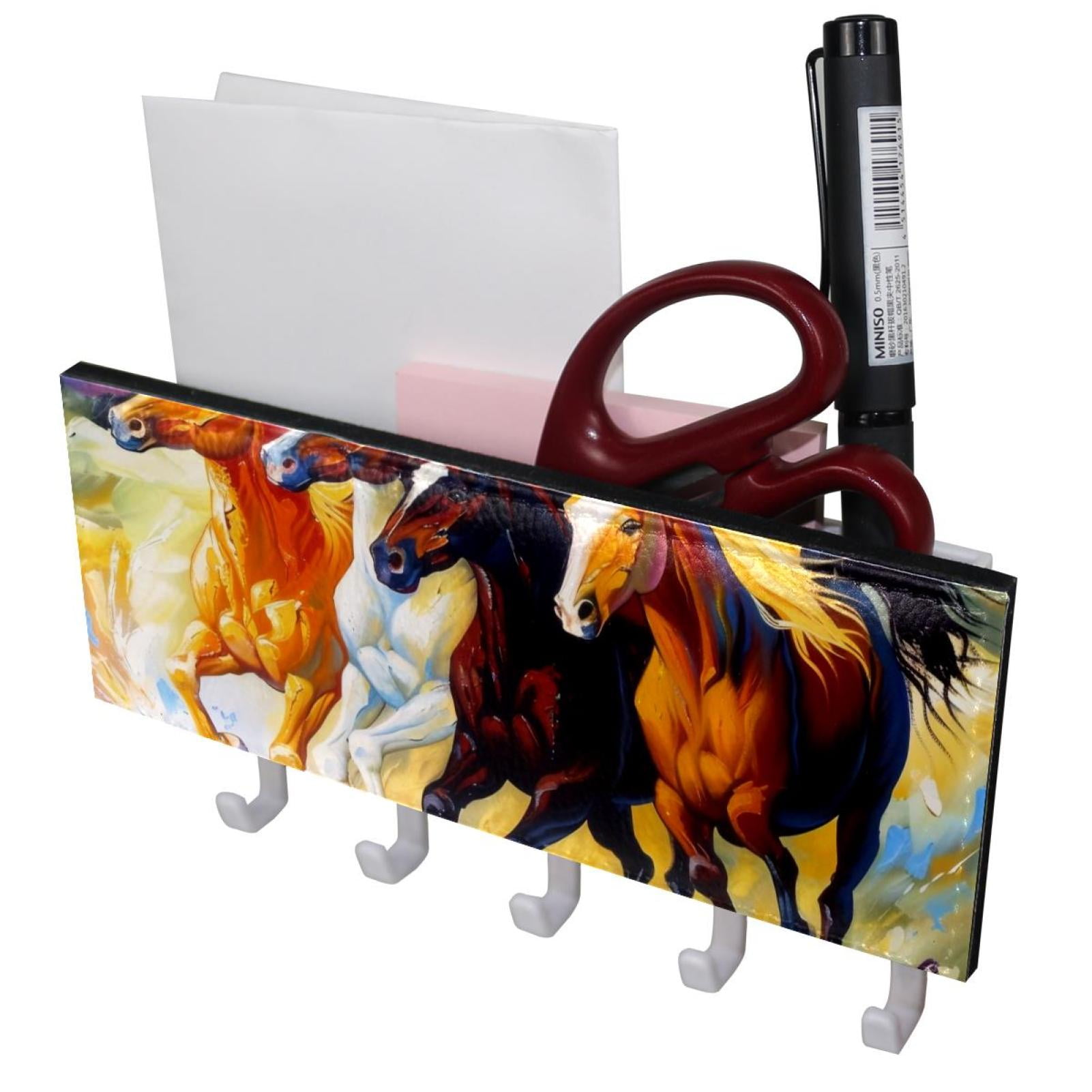 PhooArto Key Holder for Wall Decorative with 5 Key Hooks, Horses ...