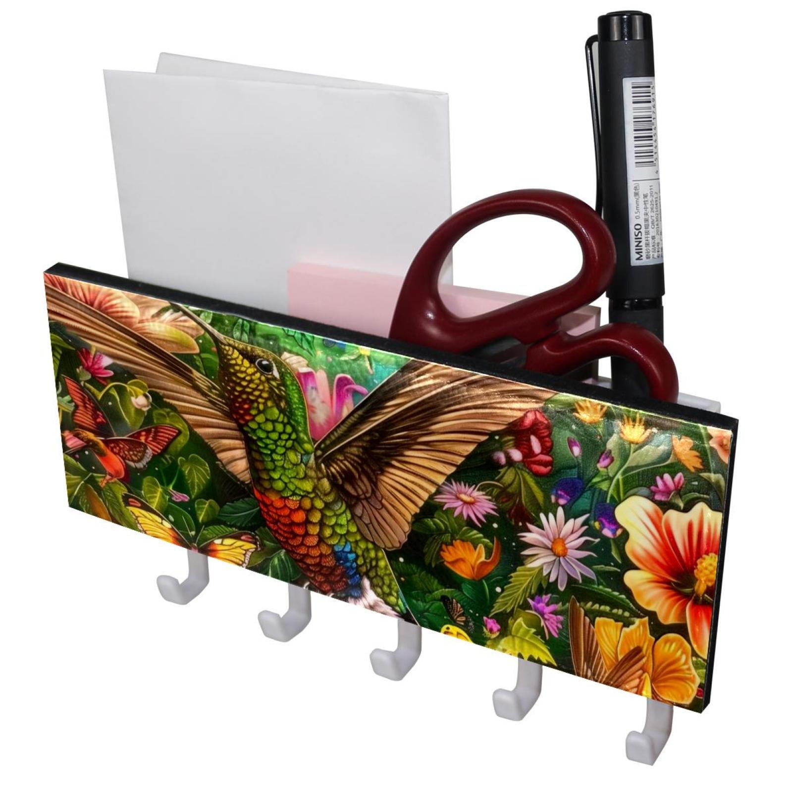 PhooArto Key Holder for Wall Decorative with 5 Key Hooks, Hummingbird ...