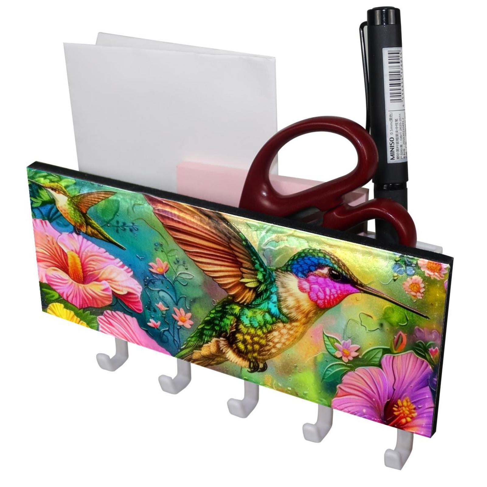 PhooArto Key Holder for Wall Decorative with 5 Key Hooks, Hummingbird ...