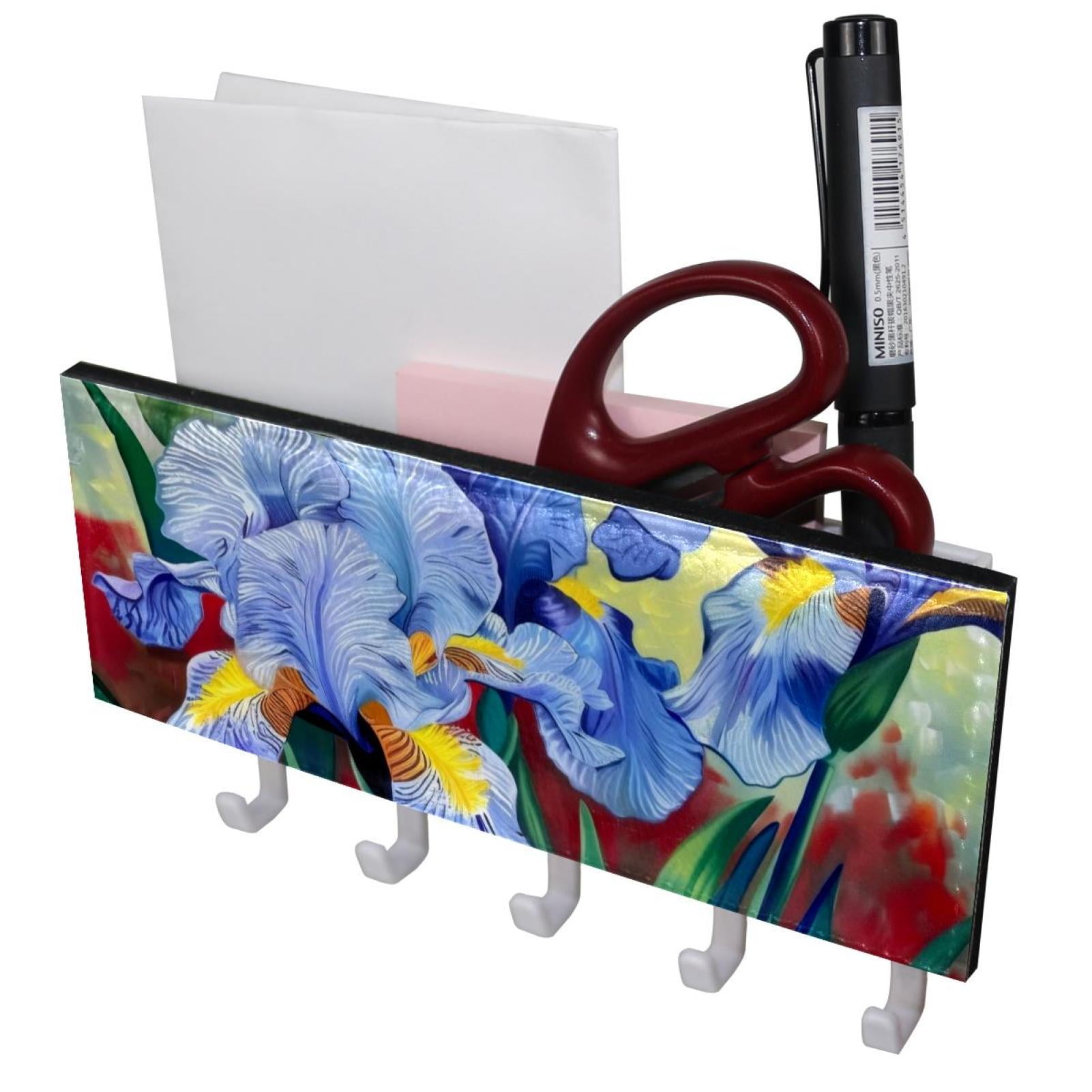 PhooArto Key Holder for Wall Decorative with 5 Key Hooks, Iris Art ...
