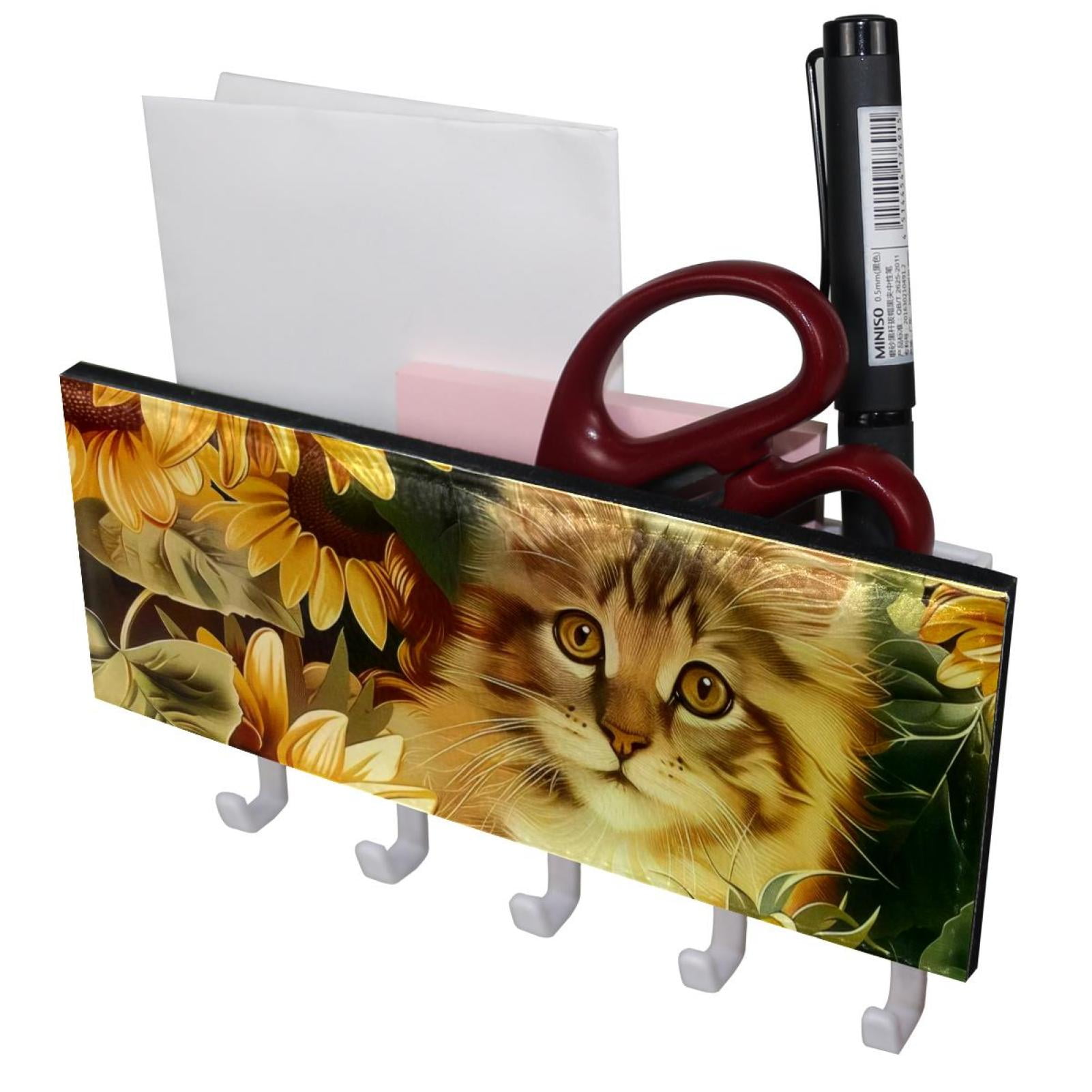 PhooArto Key Holder for Wall Decorative with 5 Key Hooks, Kitten and ...