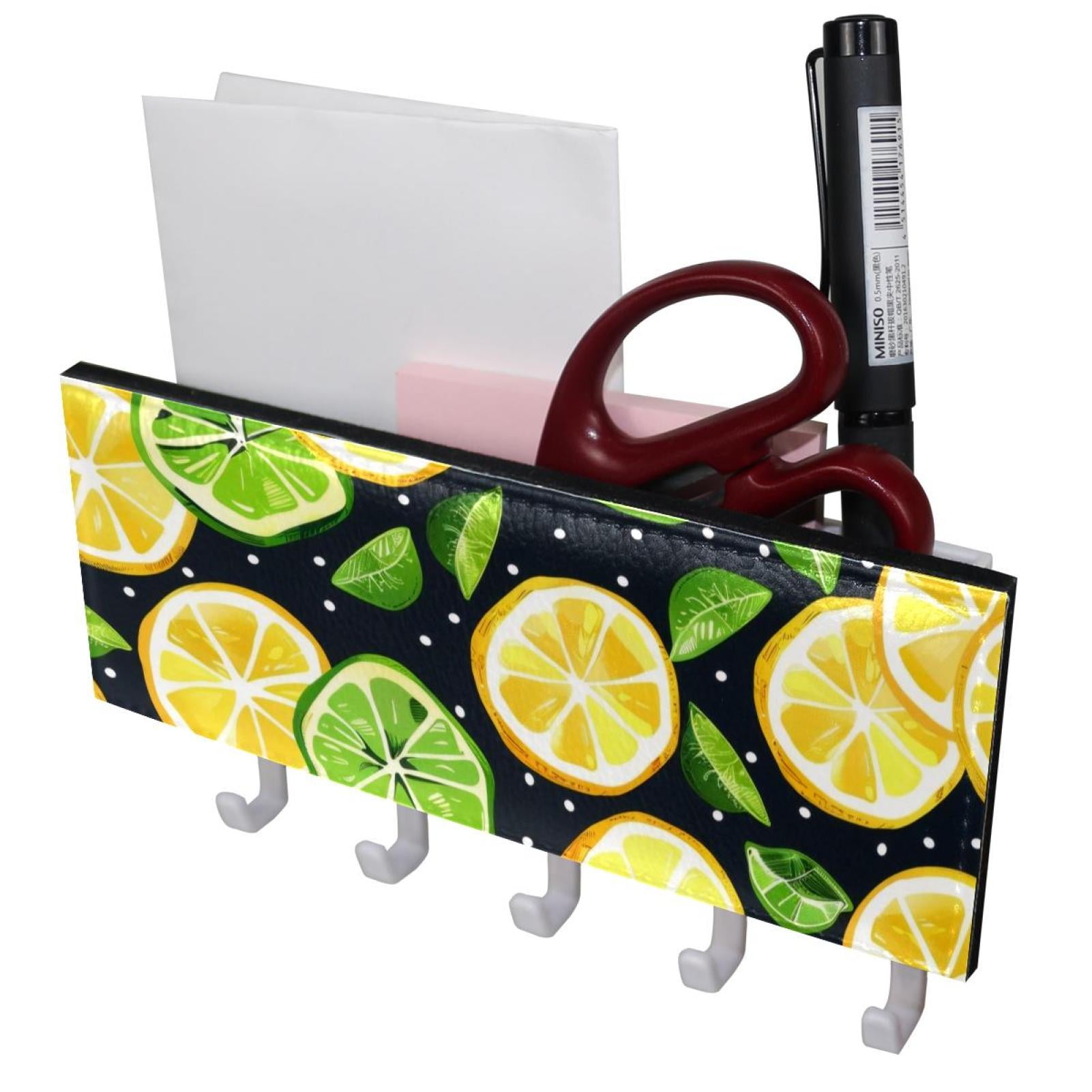 PhooArto Key Holder for Wall Decorative with 5 Key Hooks, Lemon Lime ...