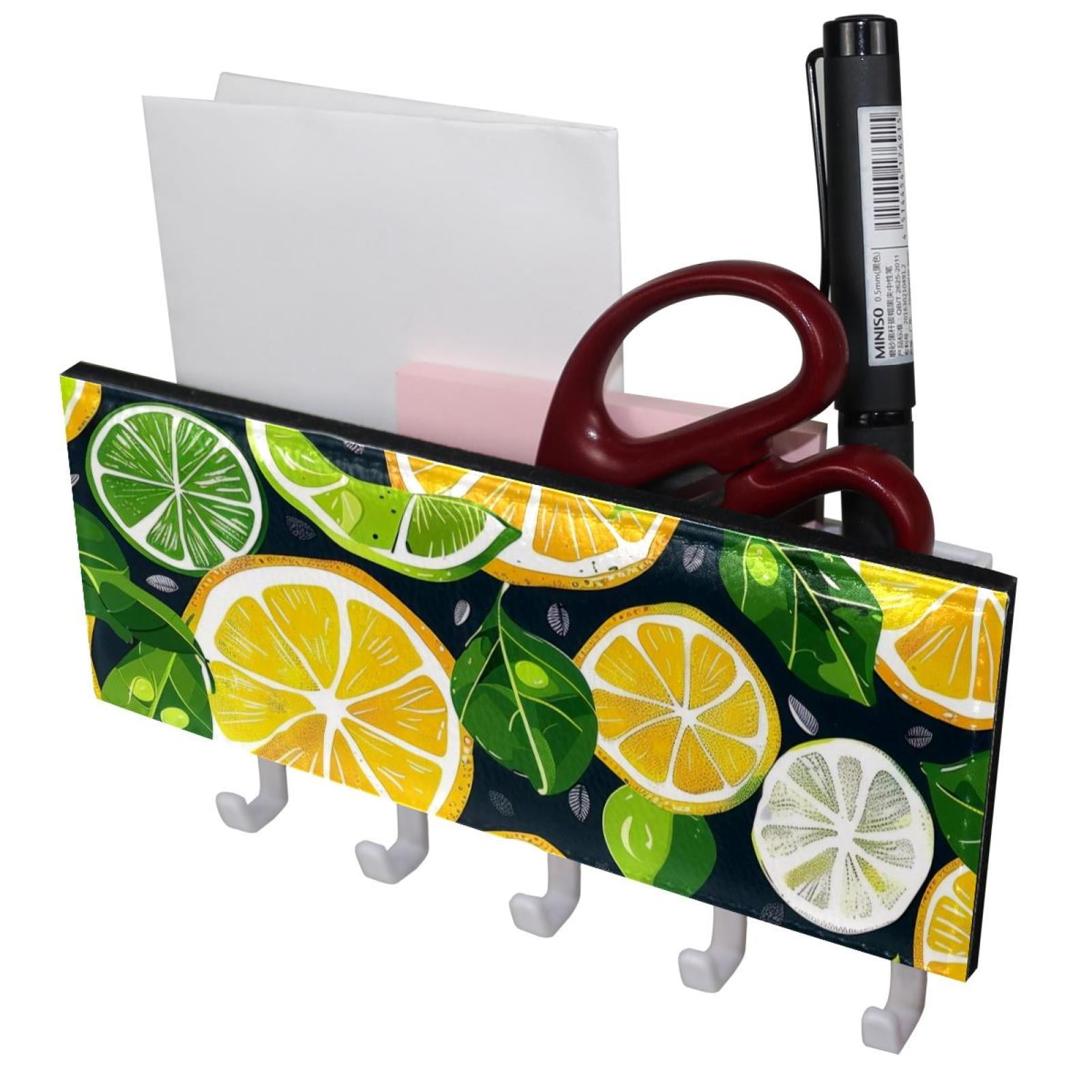 PhooArto Key Holder for Wall Decorative with 5 Key Hooks, Lemon Lime ...