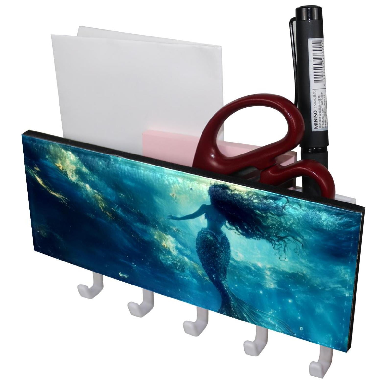 PhooArto Key Holder for Wall Decorative with 5 Key Hooks, Mermaid ...