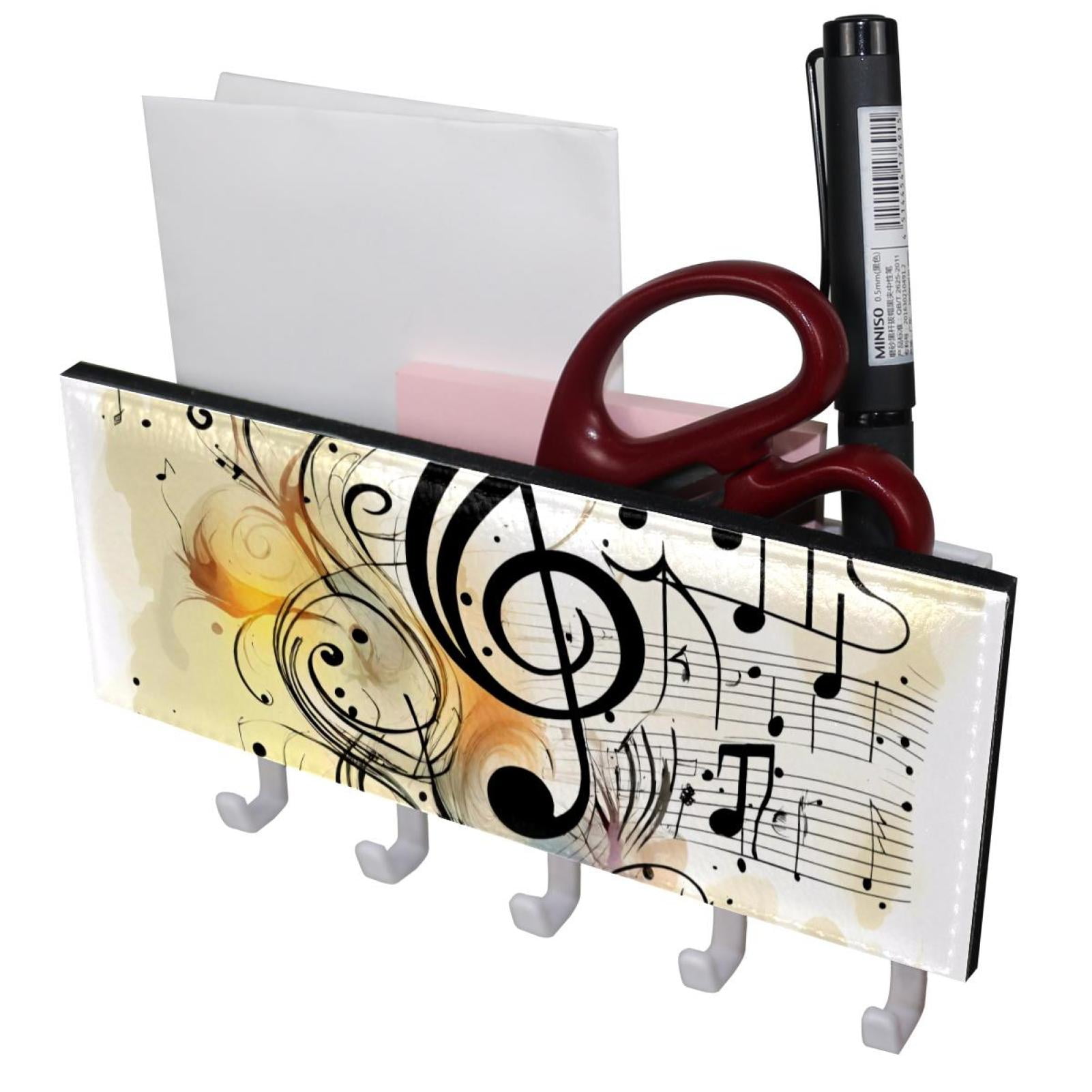 PhooArto Key Holder for Wall Decorative with 5 Key Hooks, Music Note ...