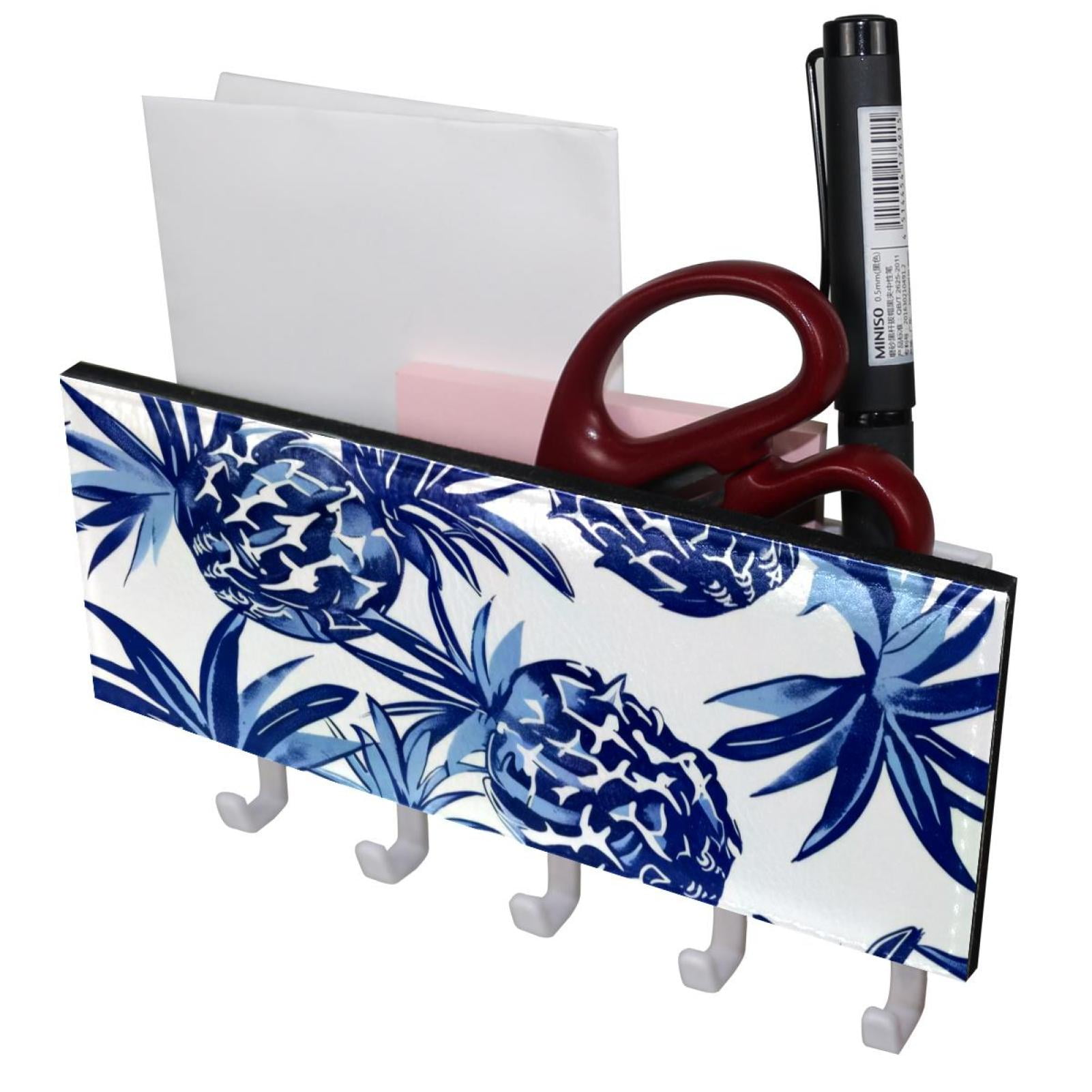 PhooArto Key Holder for Wall Decorative with 5 Key Hooks, Navy Blue ...