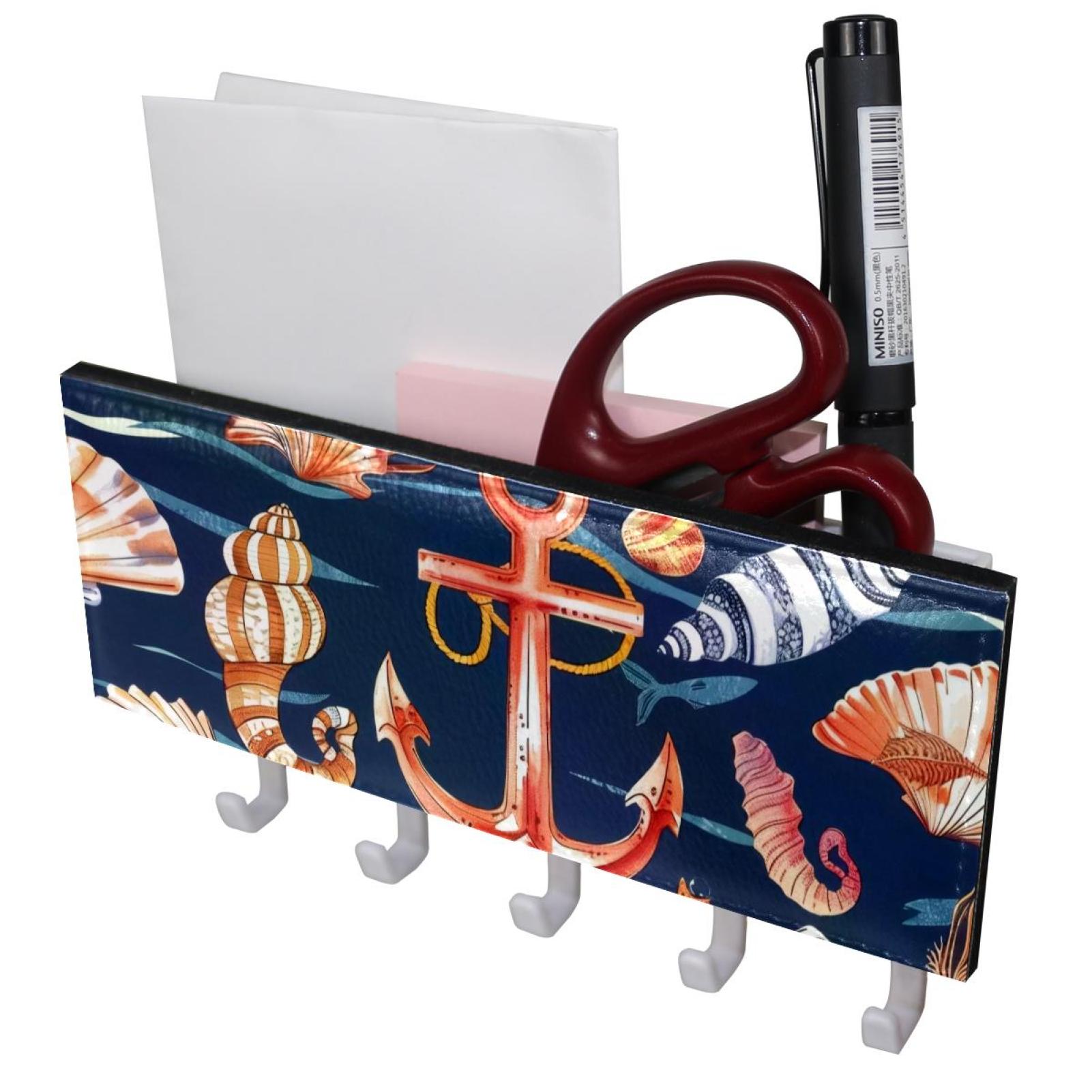 PhooArto Key Holder for Wall Decorative with 5 Key Hooks, Ocean Anchor ...