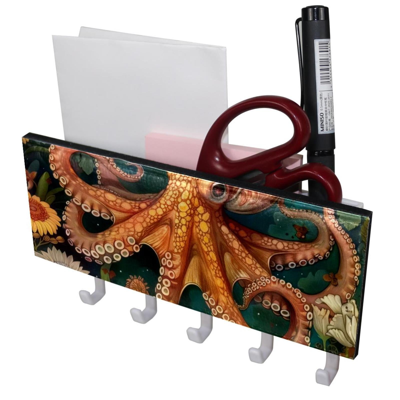 PhooArto Key Holder for Wall Decorative with 5 Key Hooks, Octopus ...