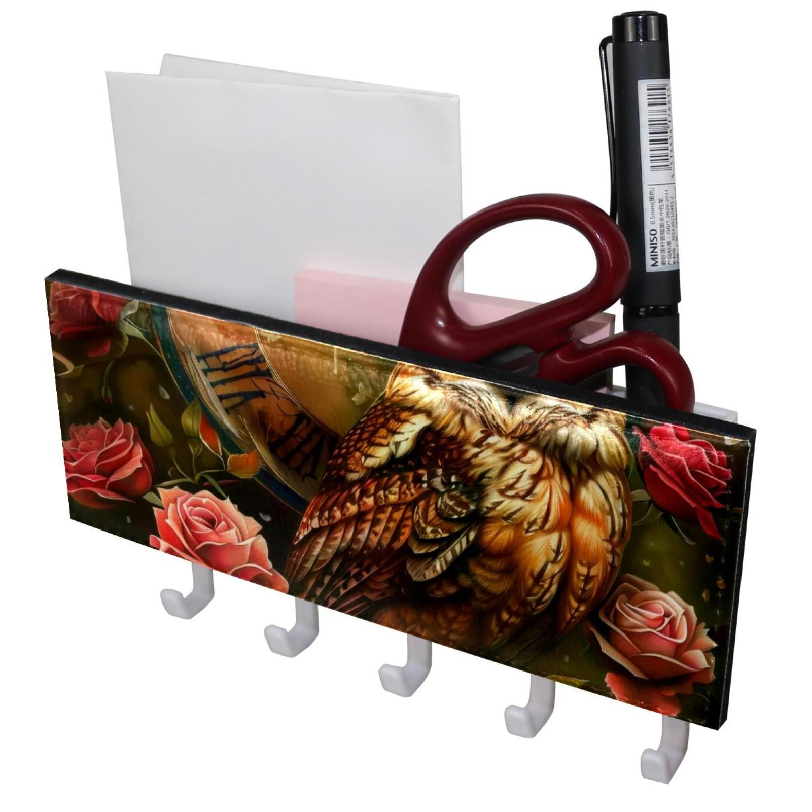 PhooArto Key Holder for Wall Decorative with 5 Key Hooks, Owl Rose ...