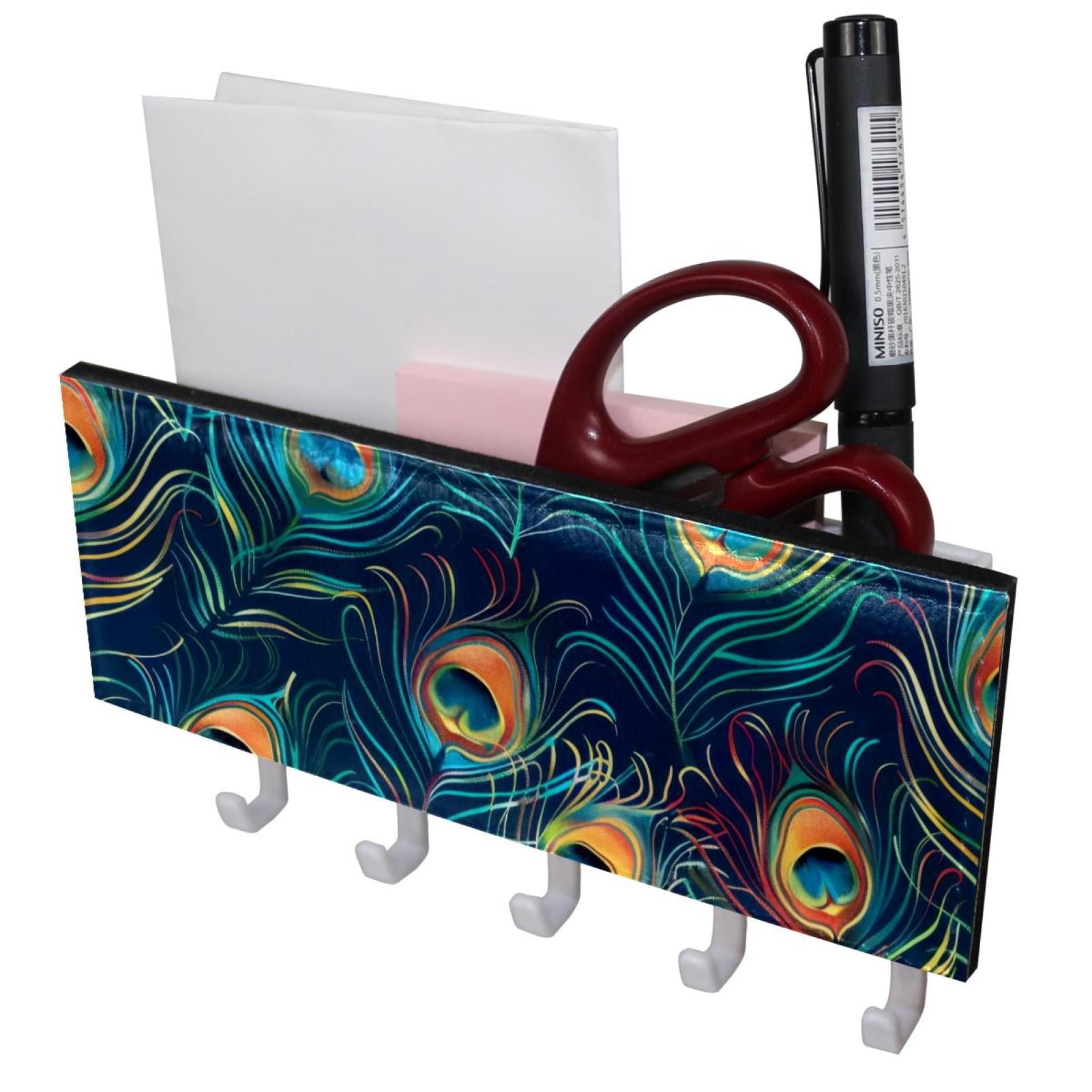 PhooArto Key Holder for Wall Decorative with 5 Key Hooks, Peacock ...