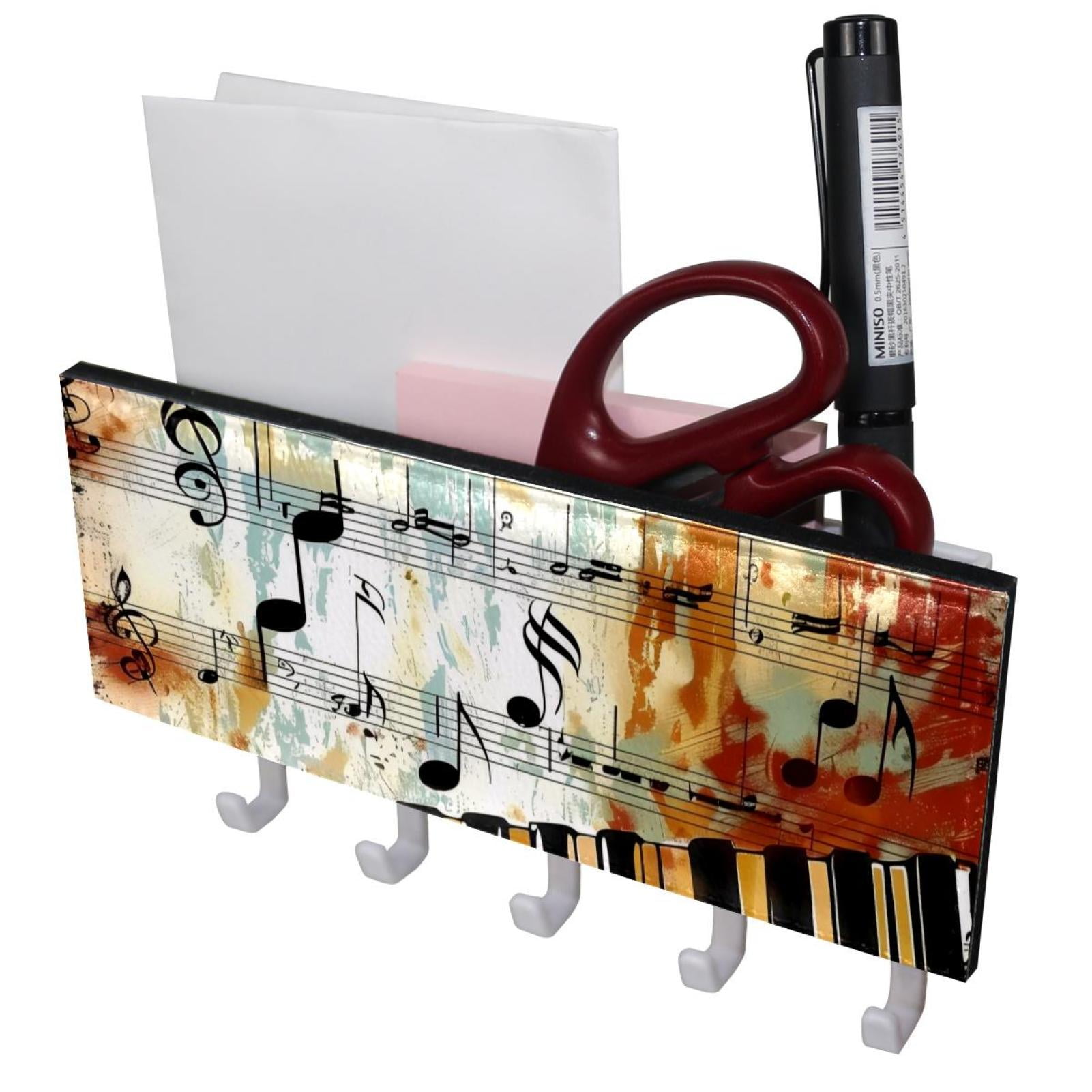 PhooArto Key Holder for Wall Decorative with 5 Key Hooks, Piano Music ...